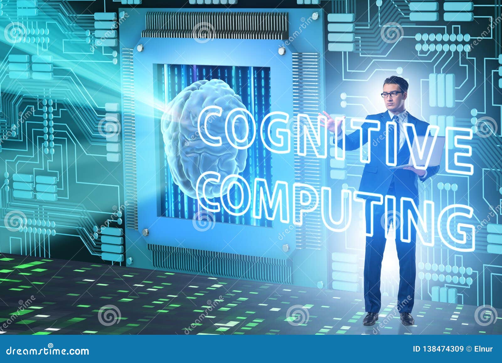 The Cognitive Computing Concept As Modern Technology Stock Illustration ...
