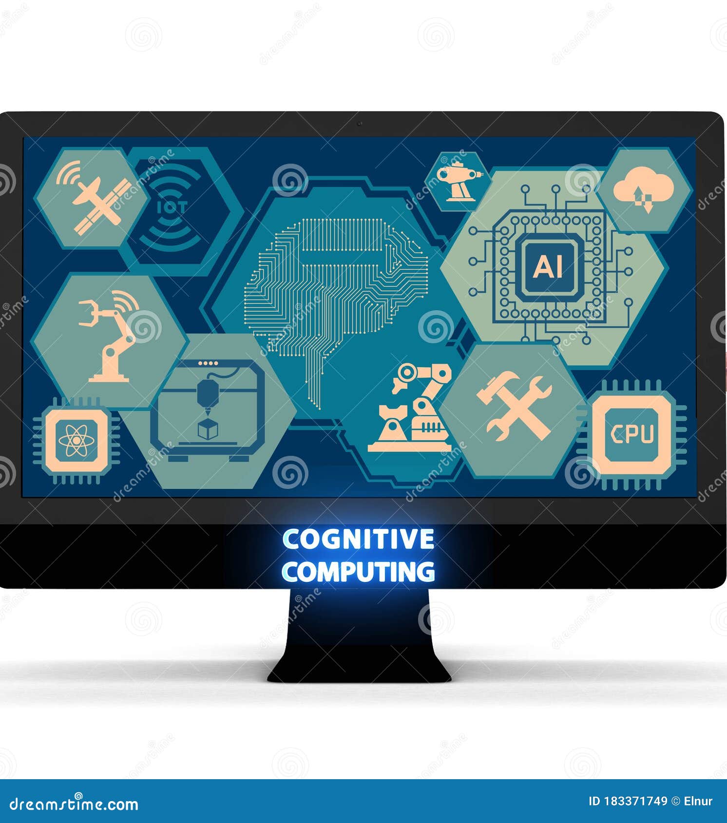 Cognitive Computing Concept As Modern Technology Stock Illustration ...