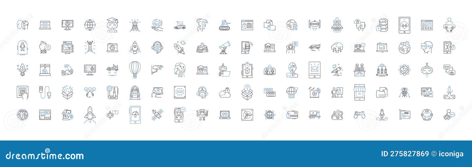 Cognitive Computing Line Icons Collection Learning Analytics Algorithms Intelligence
