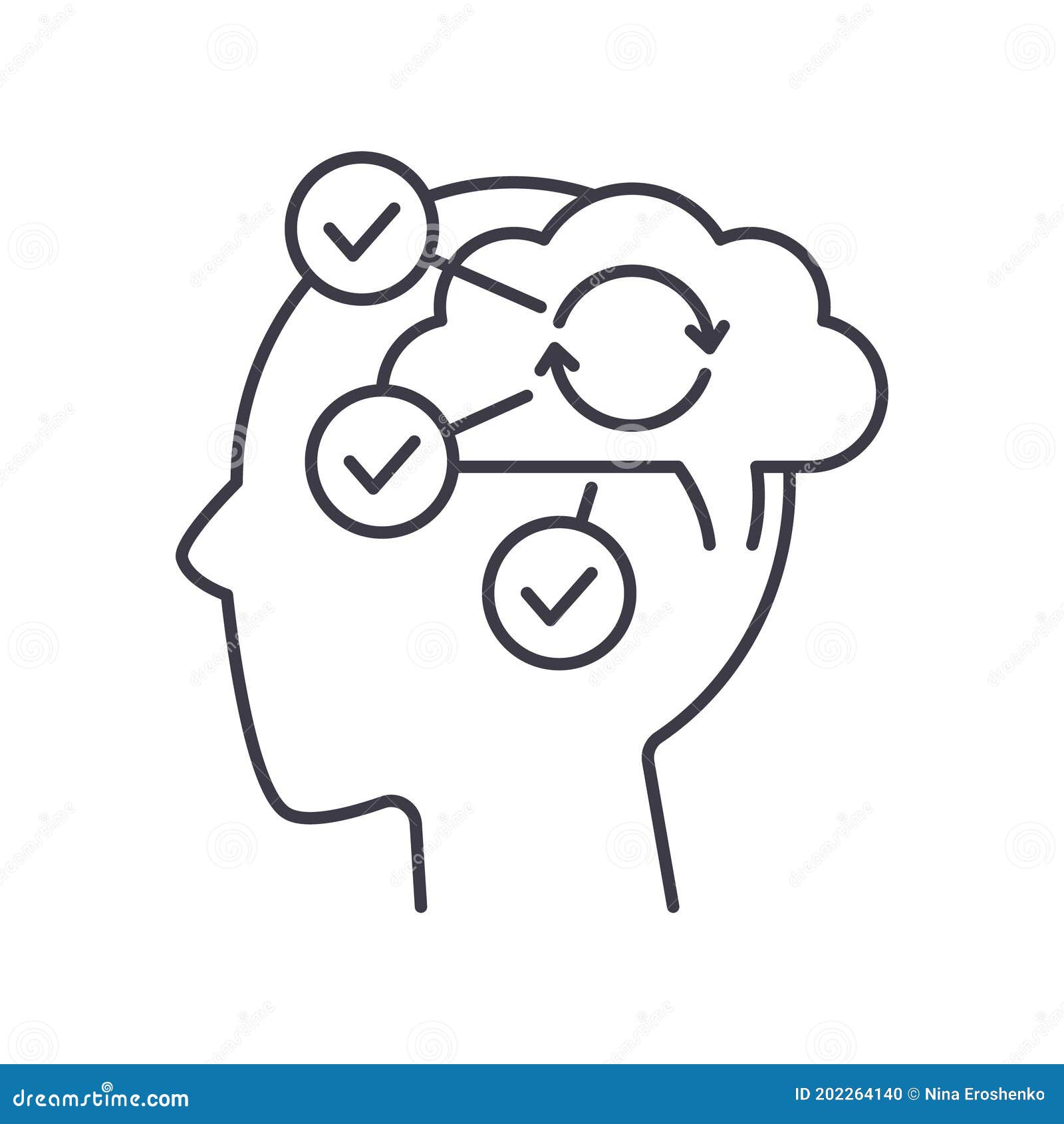 Cognitive Process Icon, Linear Isolated Illustration, Thin Line Vector ...