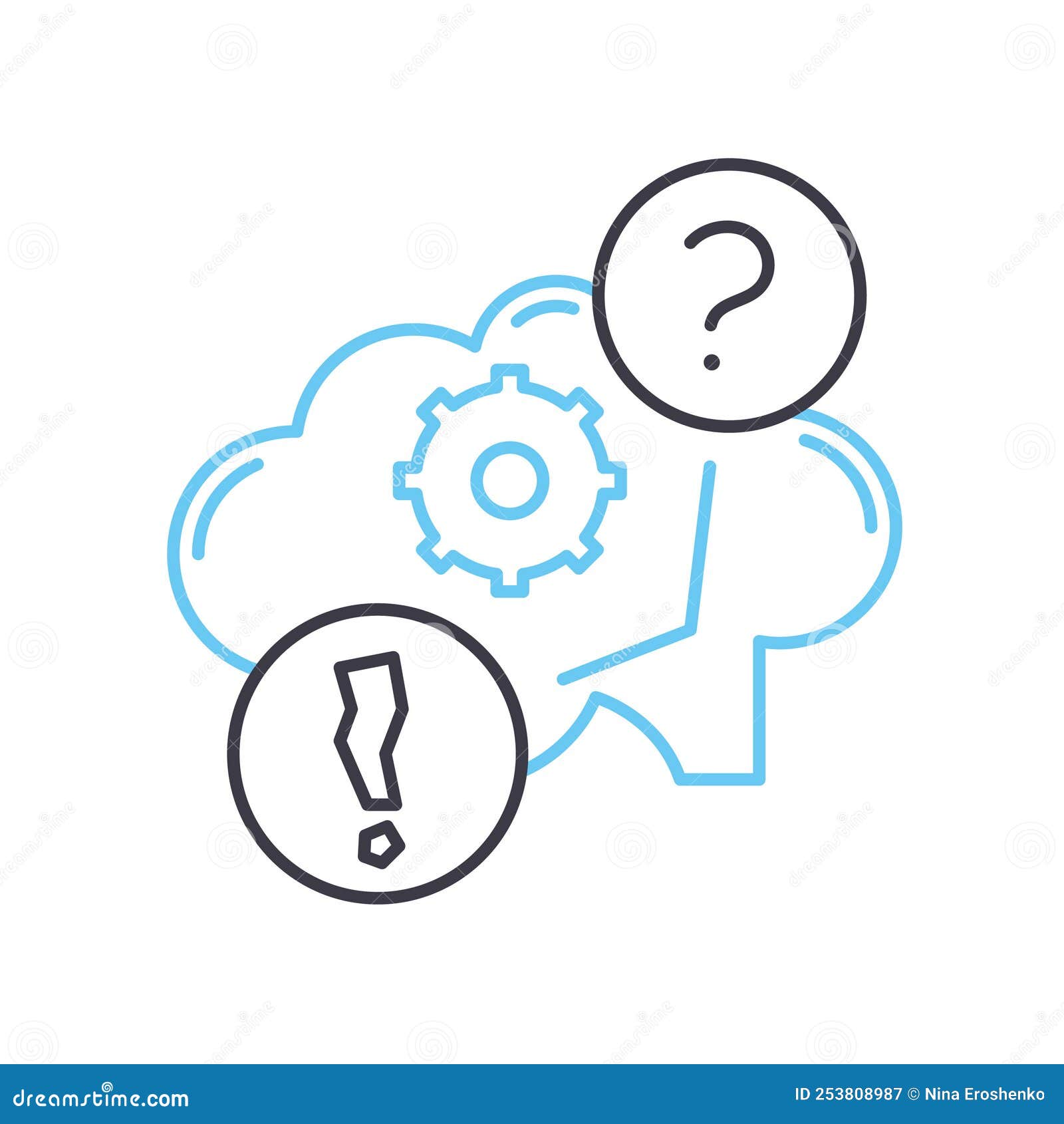 Cognitive Process Line Icon, Outline Symbol, Vector Illustration ...