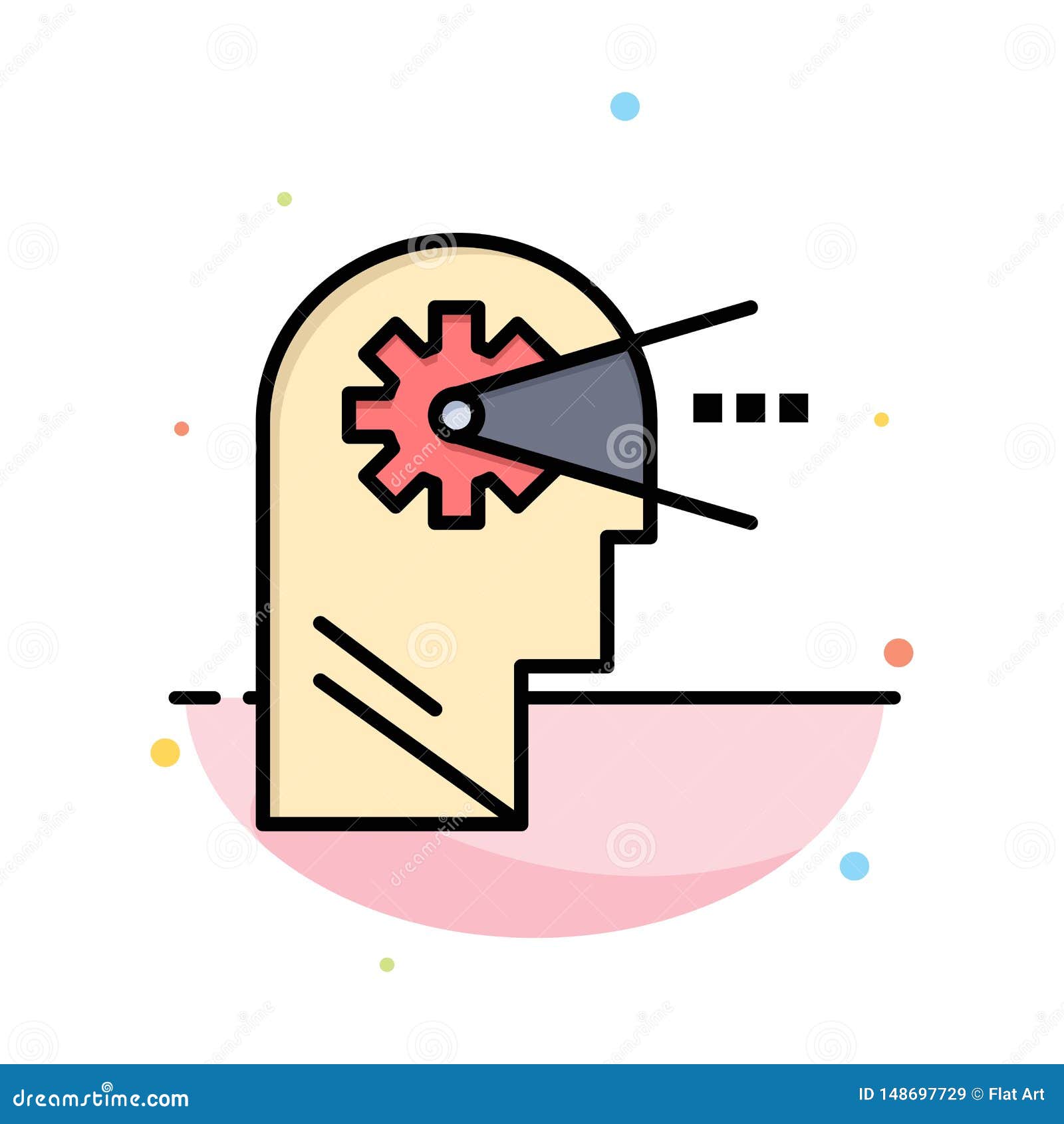 Cognitive, Process, Mind, Head Abstract Flat Color Icon Template Stock ...