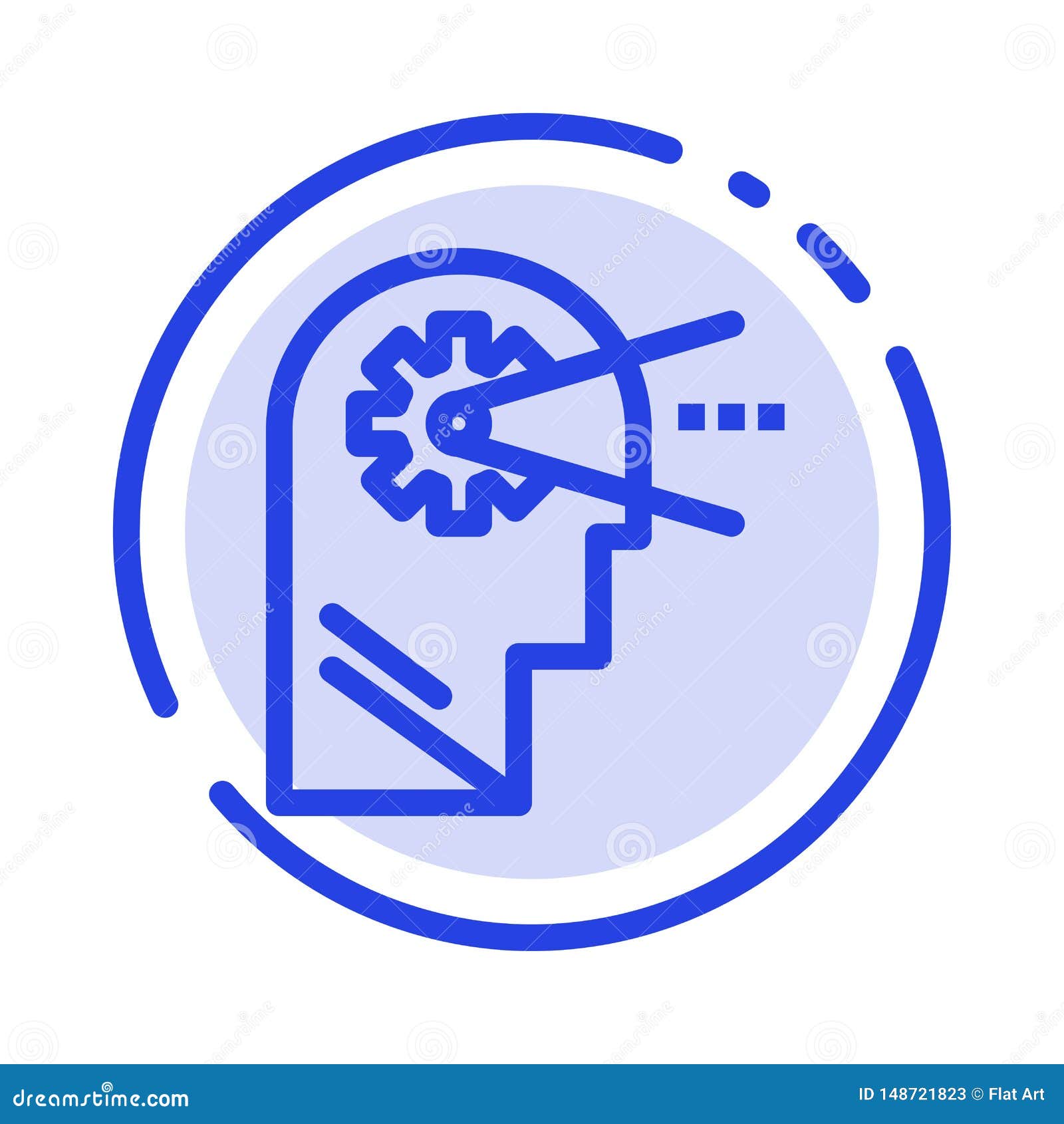 Cognitive, Process, Mind, Head Blue Dotted Line Line Icon Stock Vector ...