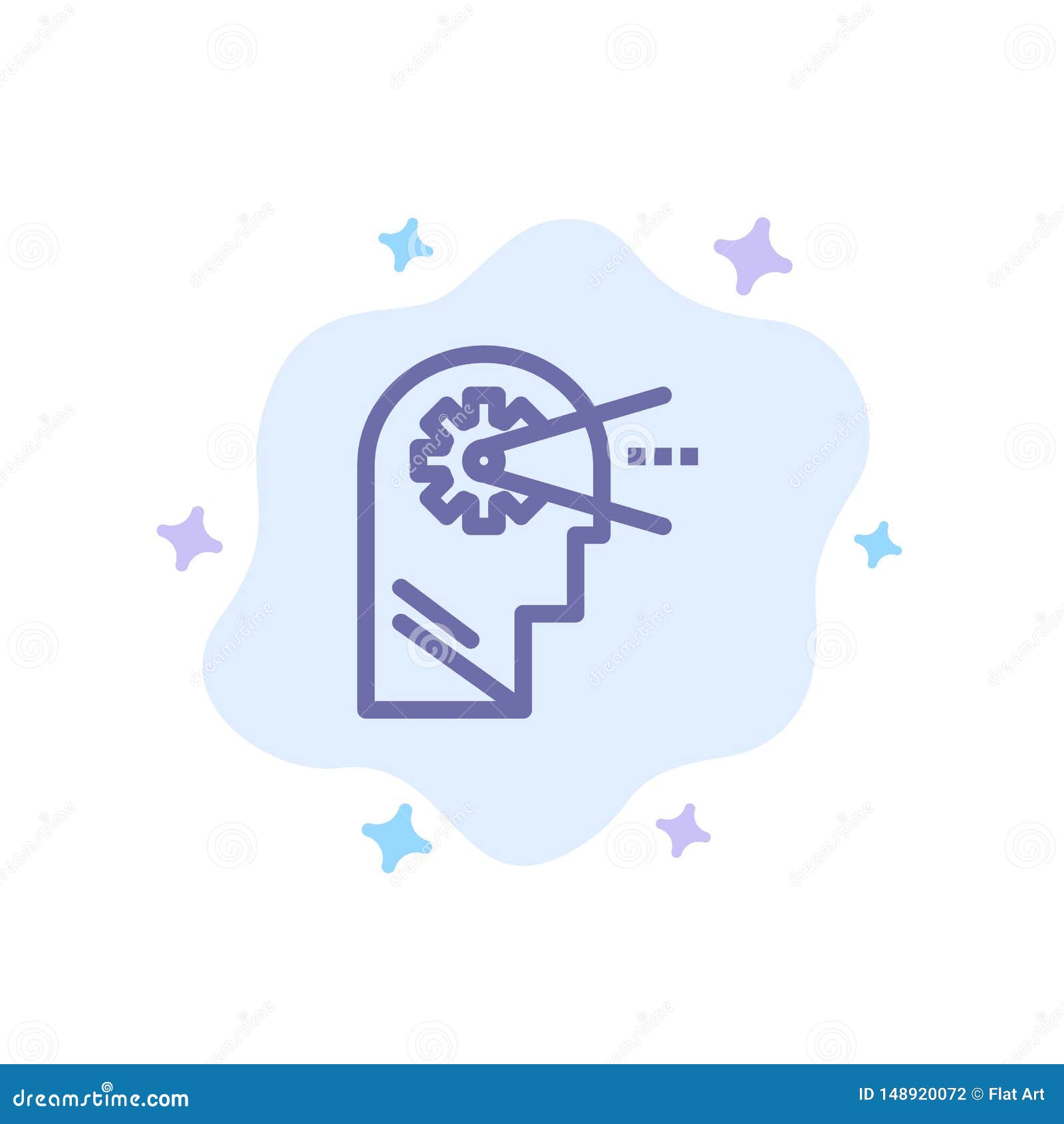 Cognitive, Process, Mind, Head Blue Icon on Abstract Cloud Background ...