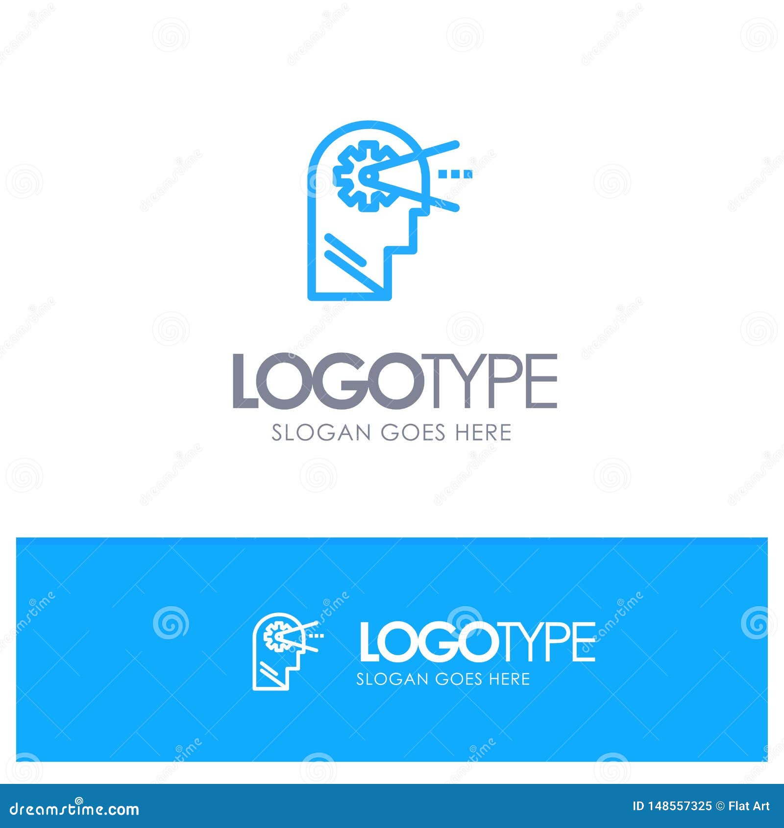 Cognitive, Process, Mind, Head Blue Outline Logo Place for Tagline ...