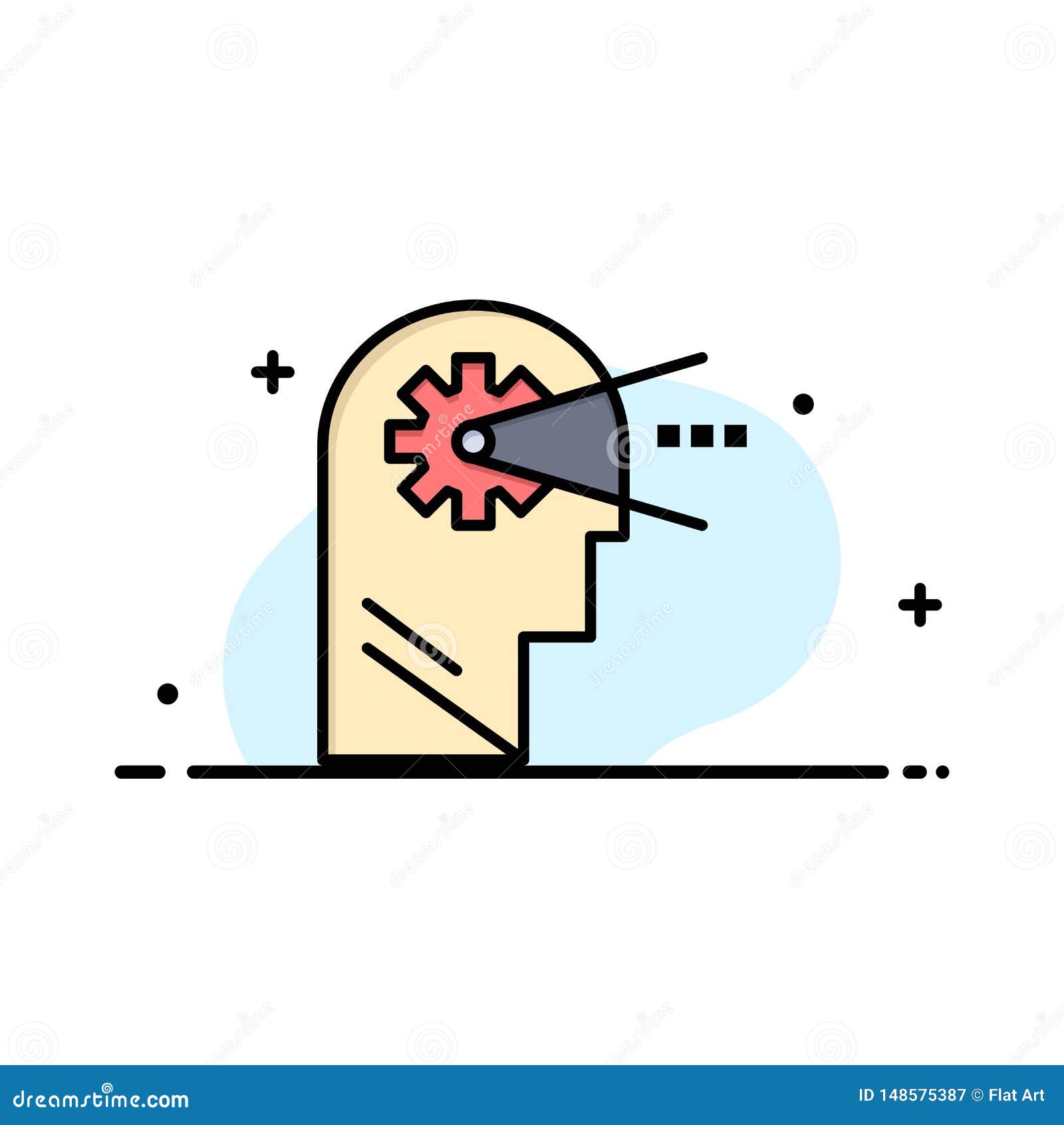 Cognitive, Process, Mind, Head Business Flat Line Filled Icon Vector ...