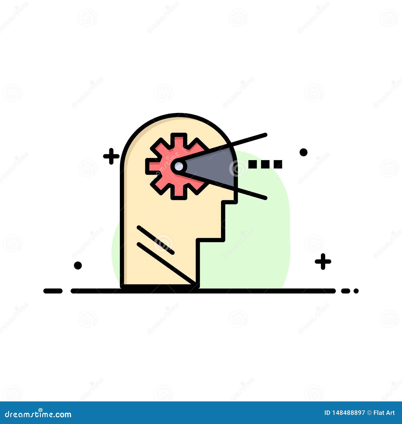 Cognitive, Process, Mind, Head Business Logo Template. Flat Color Stock ...