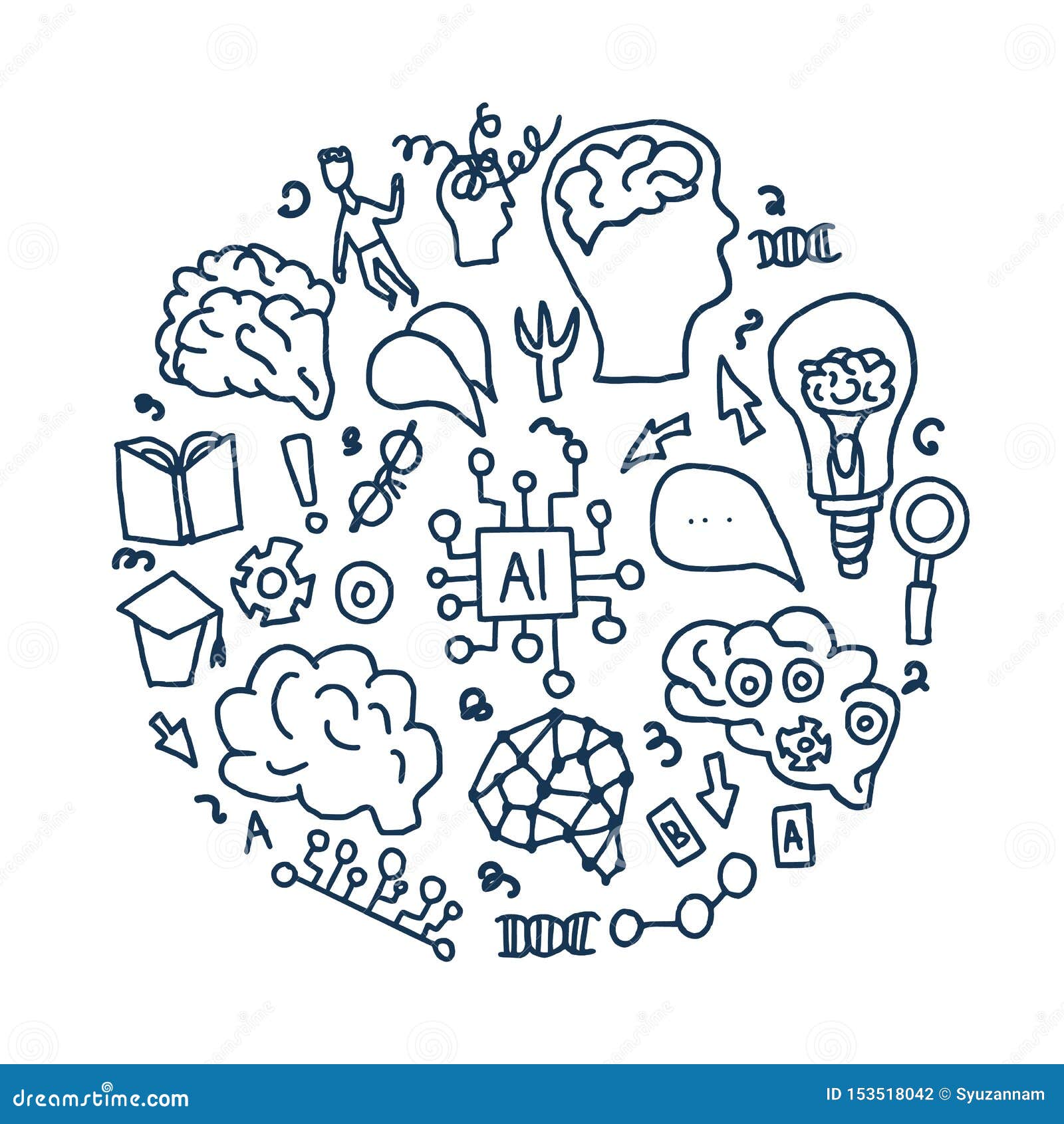 Cognitive Science Concept. Set of Vector Elements. Stock Vector ...