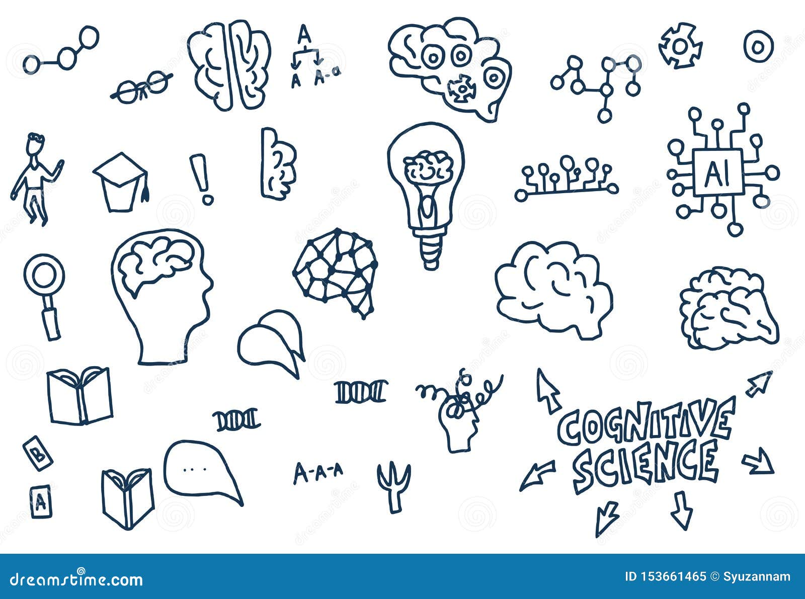 Cognitive Science Concept. Set of Vector Elements. Stock Vector ...