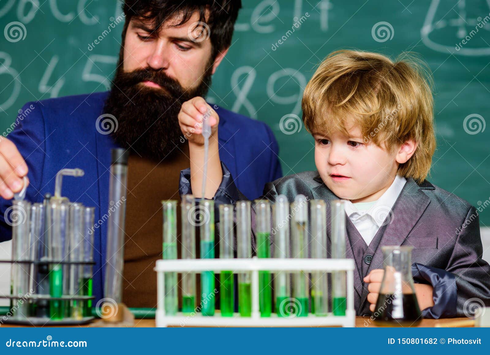 Cognitive Skills. Chemistry Experiment. Teacher Child Test Tubes ...