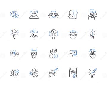 Cognitive Style Line Icons Collection. Perception, Learning, Processing ...