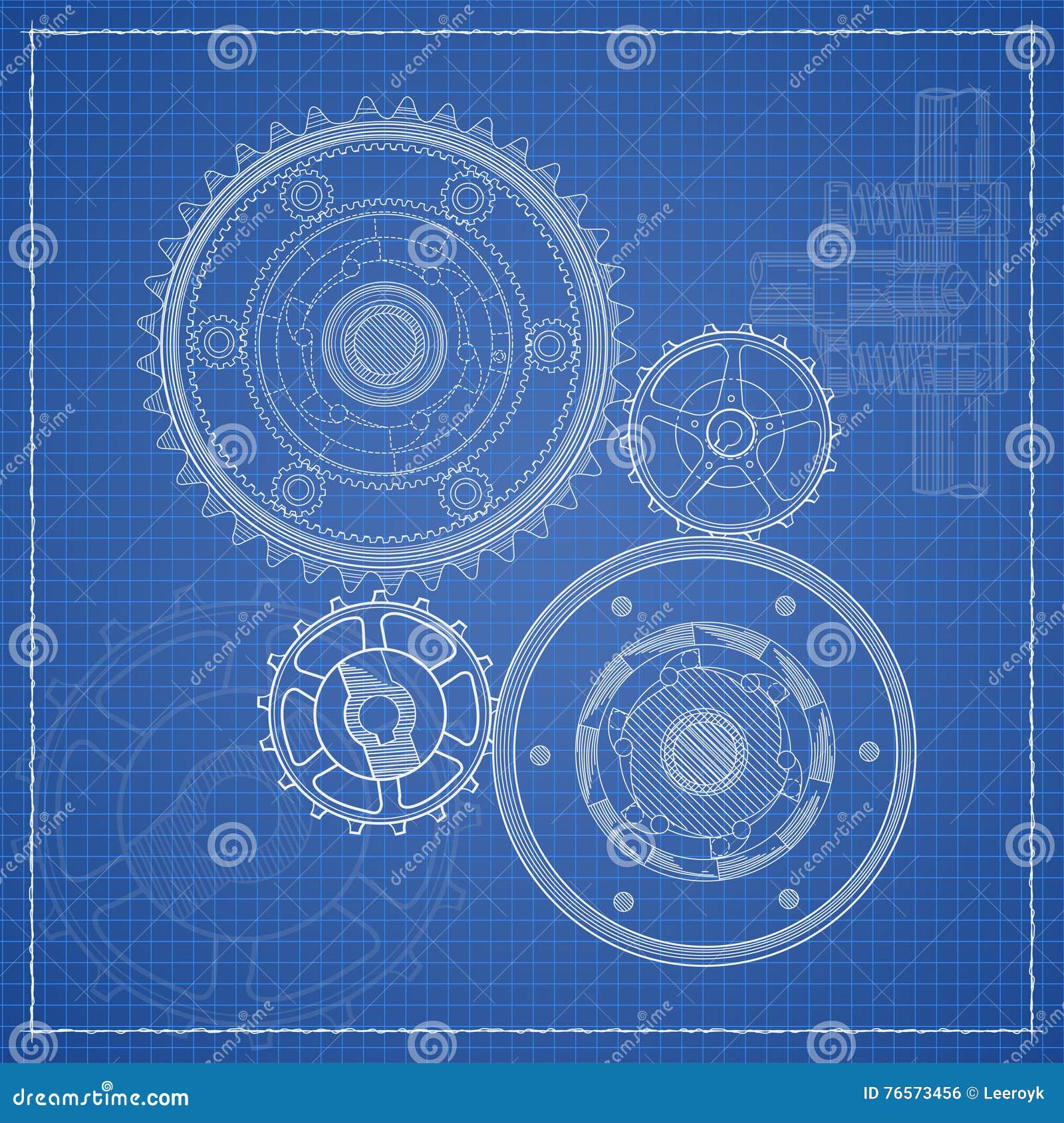 Cogs Blueprint Stylized Draft Stock Vector - Illustration of concept ...