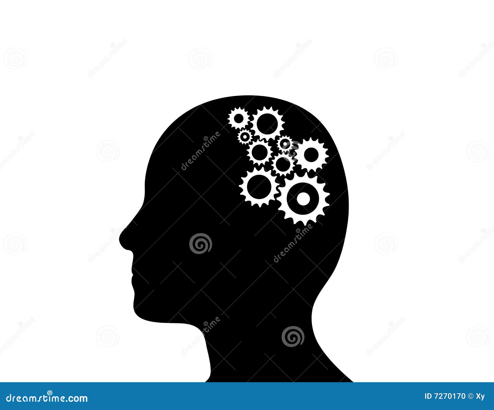 Cogs in the brain. stock vector. Illustration of silhouette - 7270170