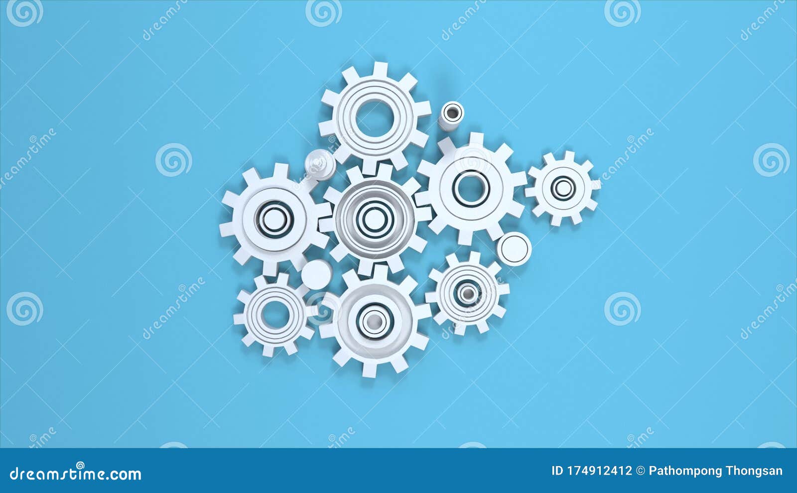 Cogs and Gears Animation on Blue Background. Stock Illustration ...