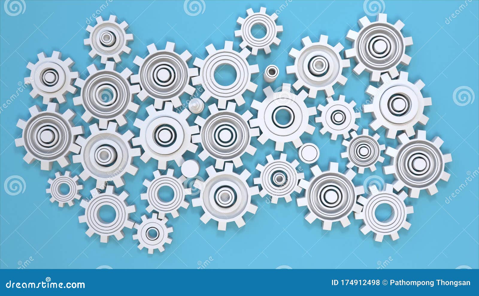 Cogs and Gears Animation on Blue Background. Stock Illustration ...