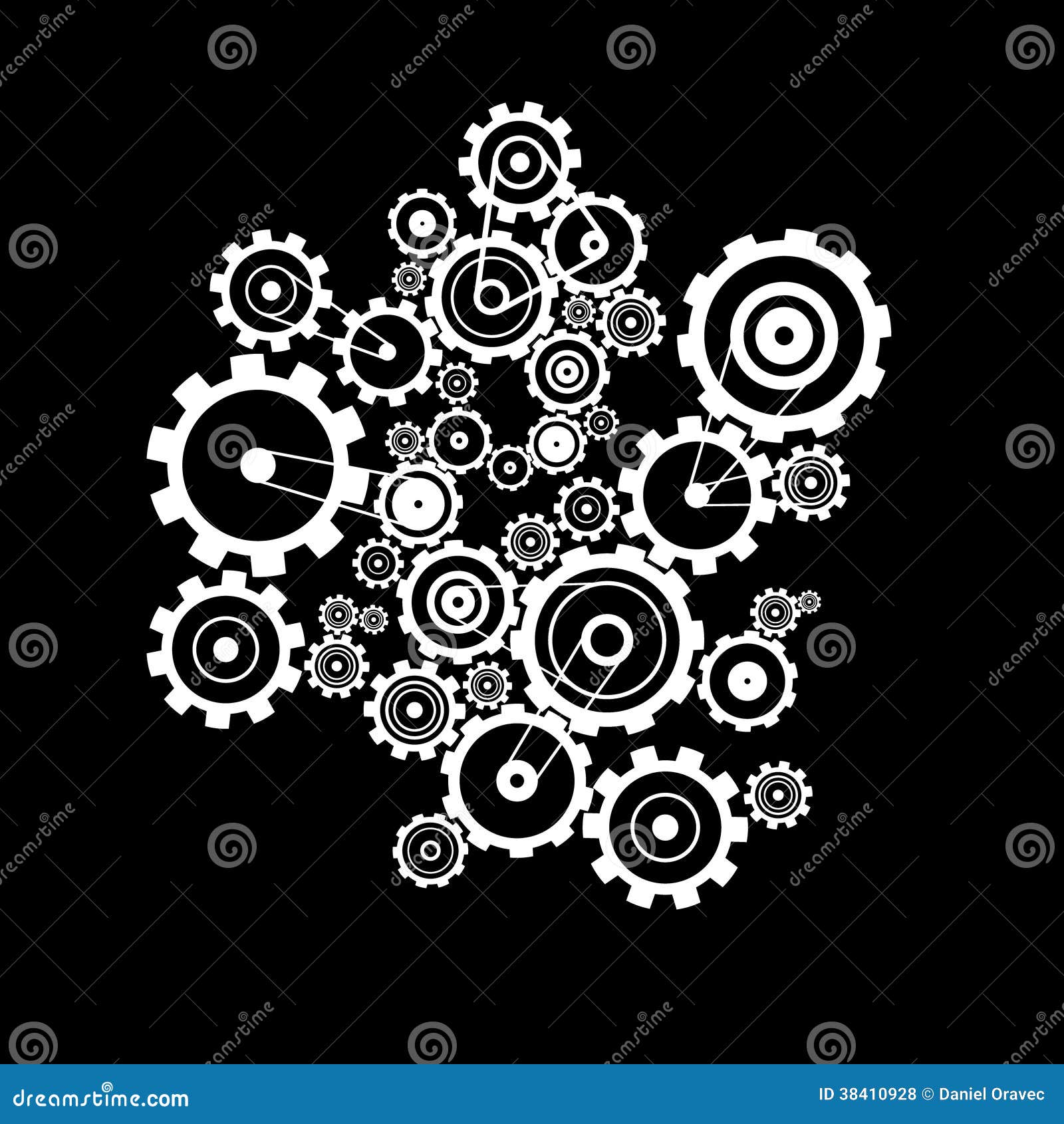 Cogs - Gears on Black Background Stock Vector - Illustration of ...