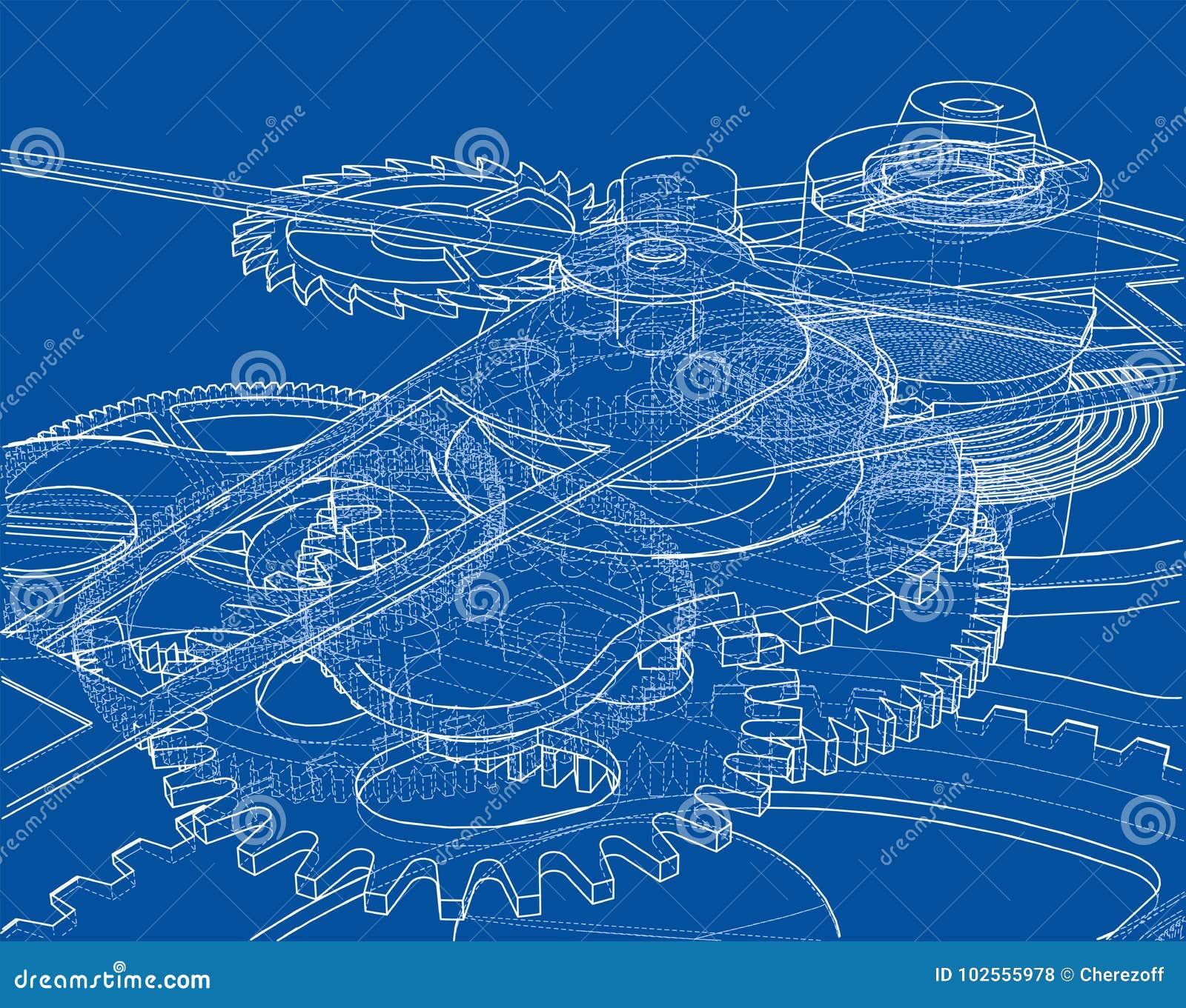 Cogs and Gears of Clock. Vector Stock Vector - Illustration of draw ...