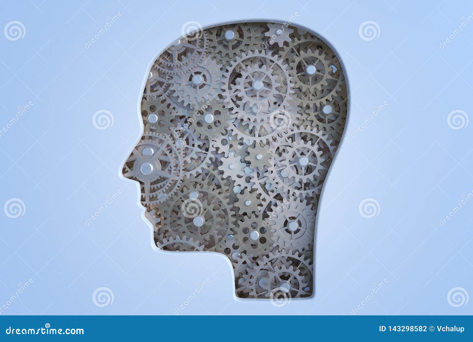 Cogs and Gears Inside Human`s Head. Intelligence and Psychology Concept ...