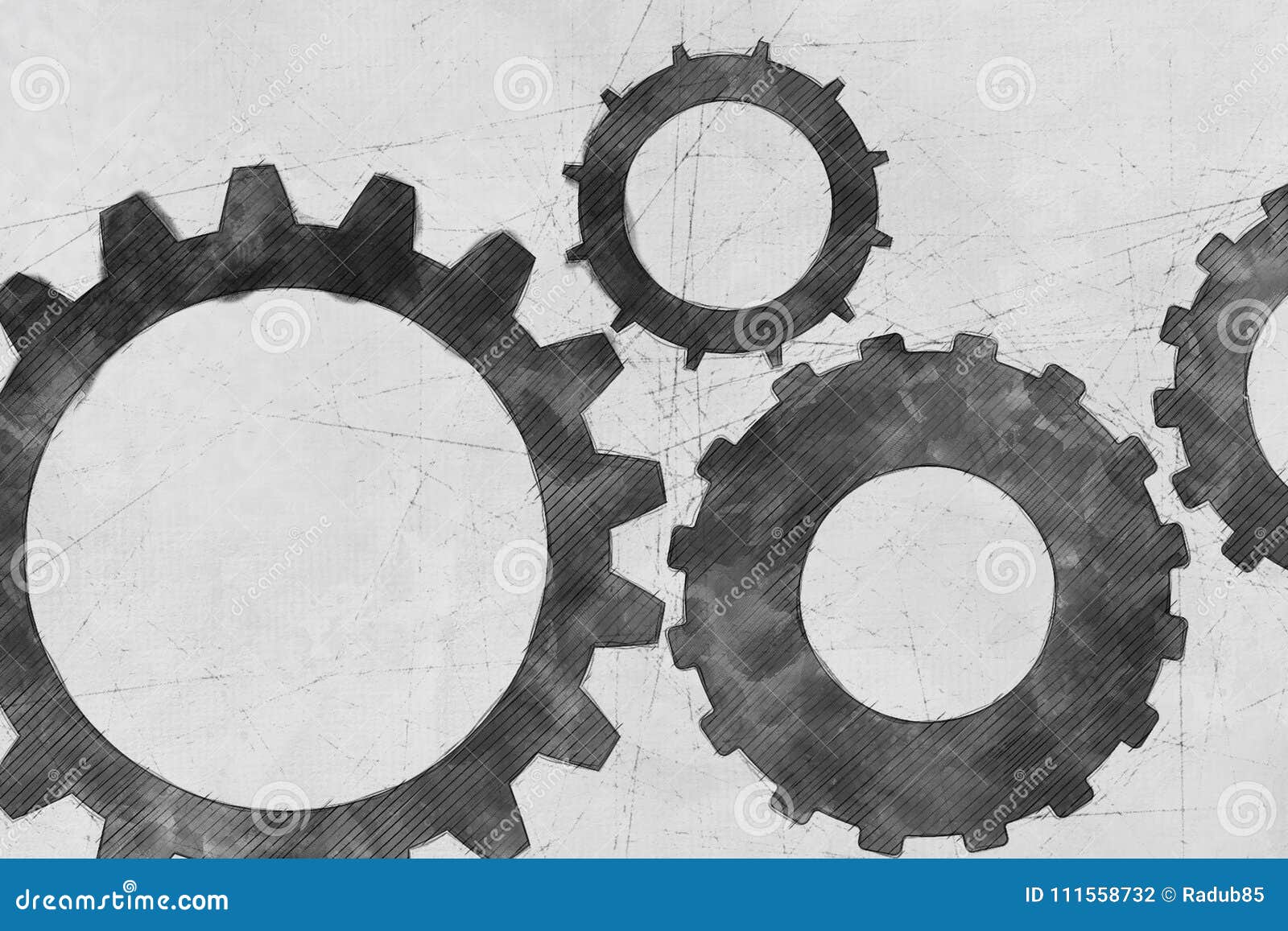 Cogs and Gears Sketch stock illustration. Illustration of engine ...
