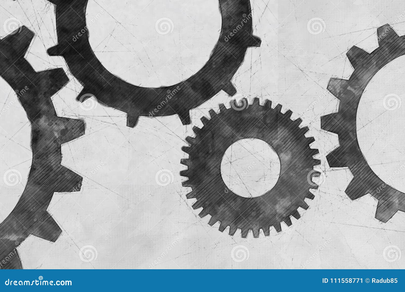 Cogs and Gears Sketch stock illustration. Illustration of clock - 111558771