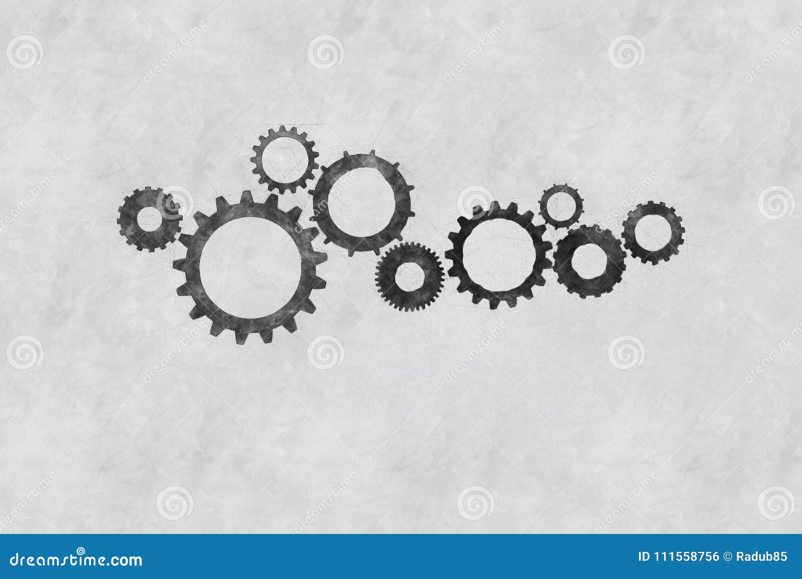 Cogs and Gears Sketch stock illustration. Illustration of mechanical ...