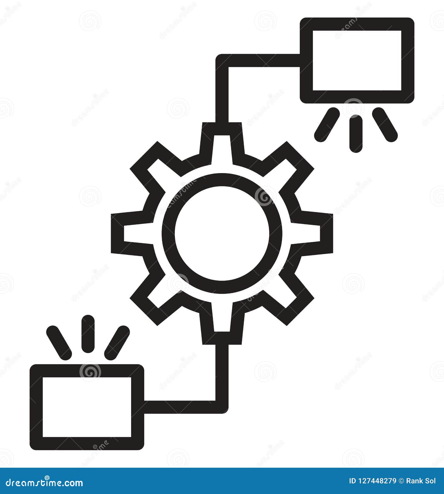 Cogs Line Isolated Vector Icon Can Be Easily Modified and Edit Stock ...