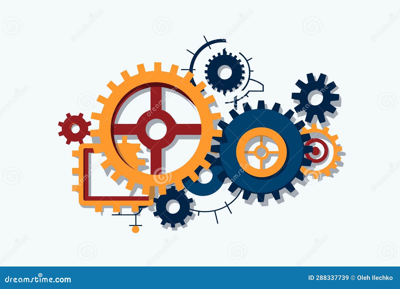 Cogs Machine Vector Flat Minimalistic Isolated Illustration Stock ...