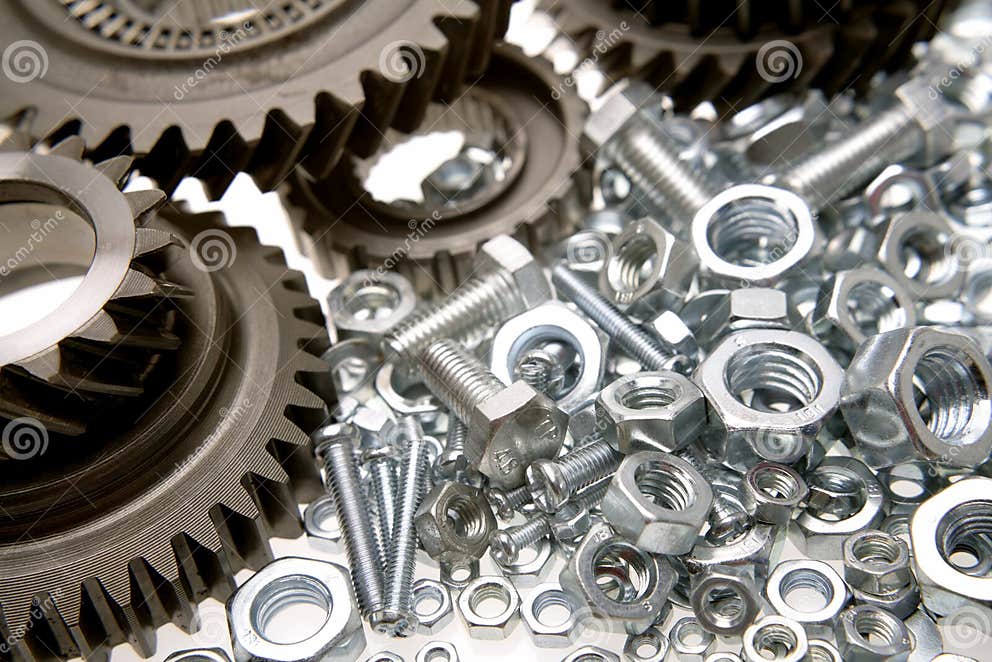 Cogs, nuts & bolts stock photo. Image of hardware - 4427374