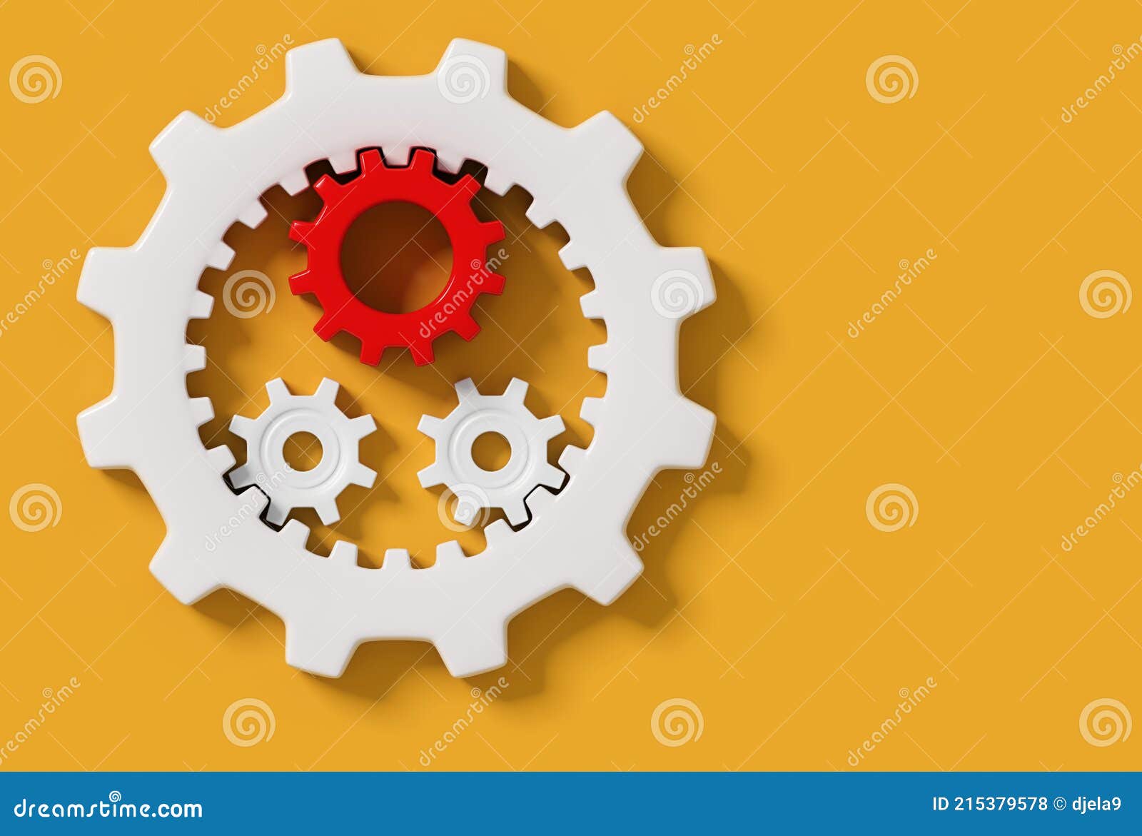 Small Red and White Connecting Gear Cogs Inside Big White Cog Isolated ...