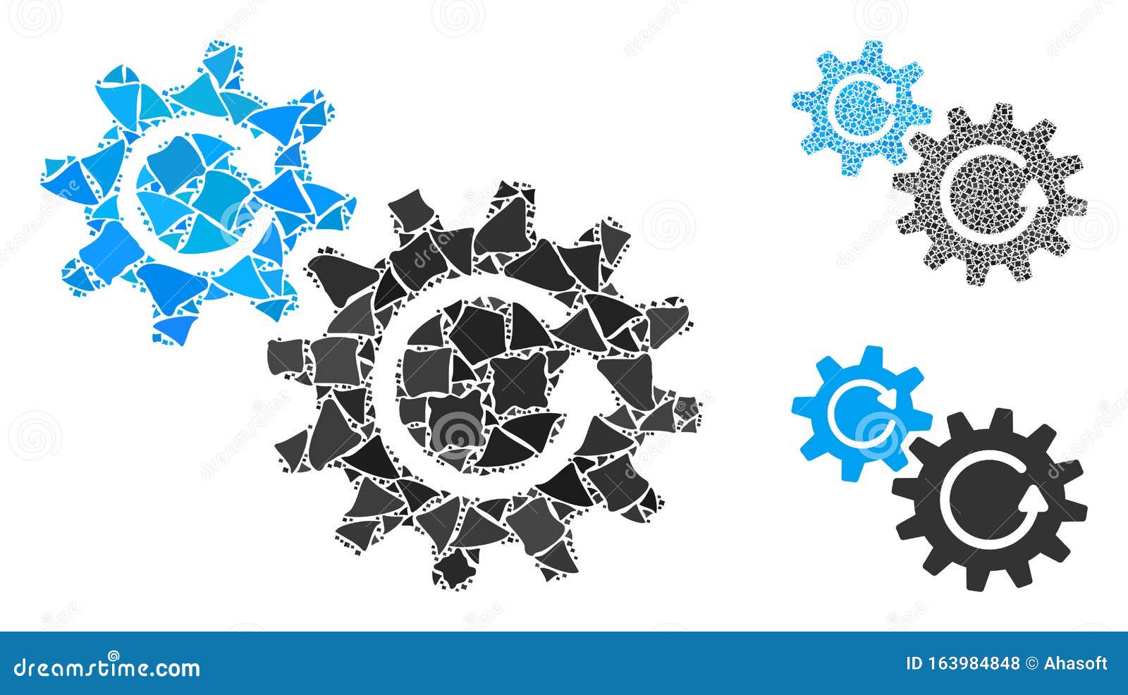 Cogs Rotation Mosaic Icon of Rugged Elements Stock Vector ...