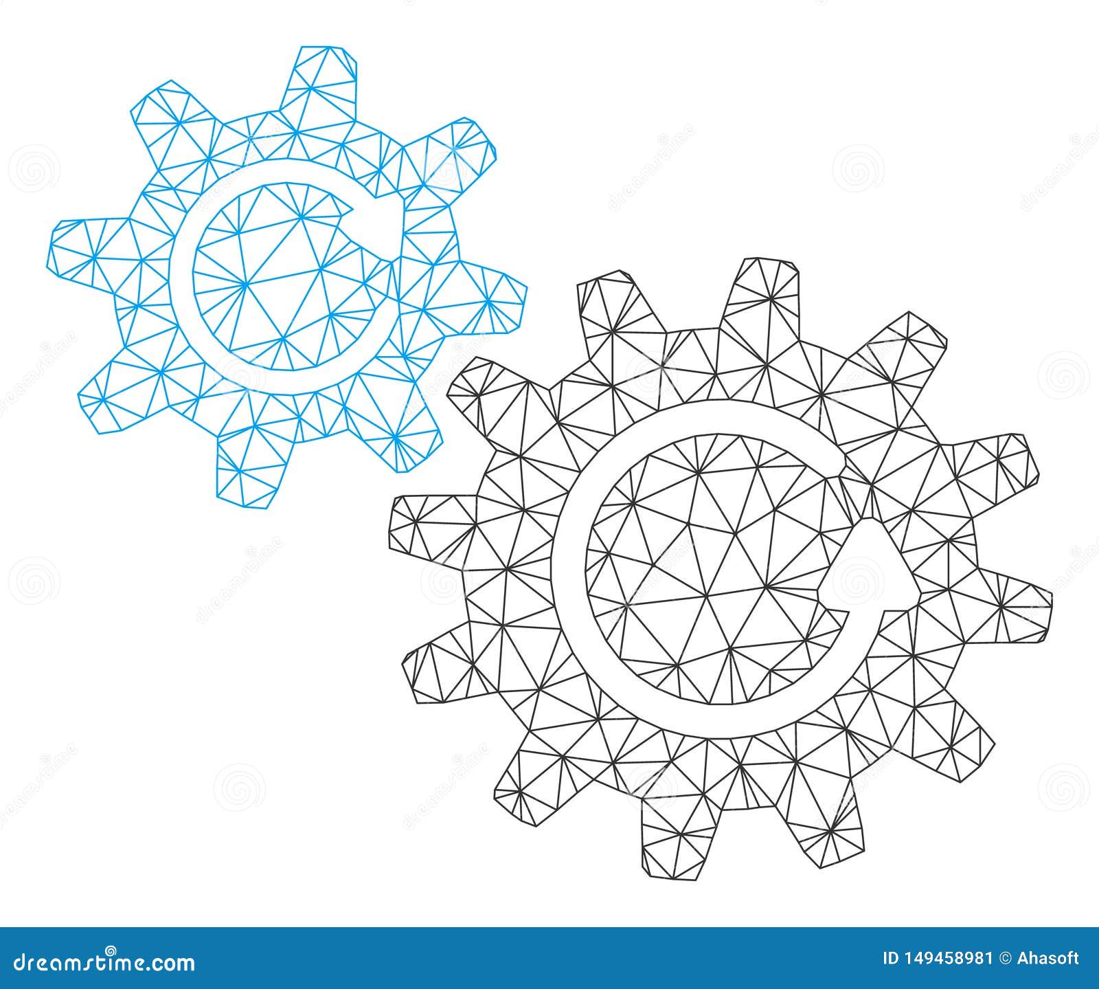Cogs Rotation Polygonal Frame Vector Mesh Illustration Stock Vector ...