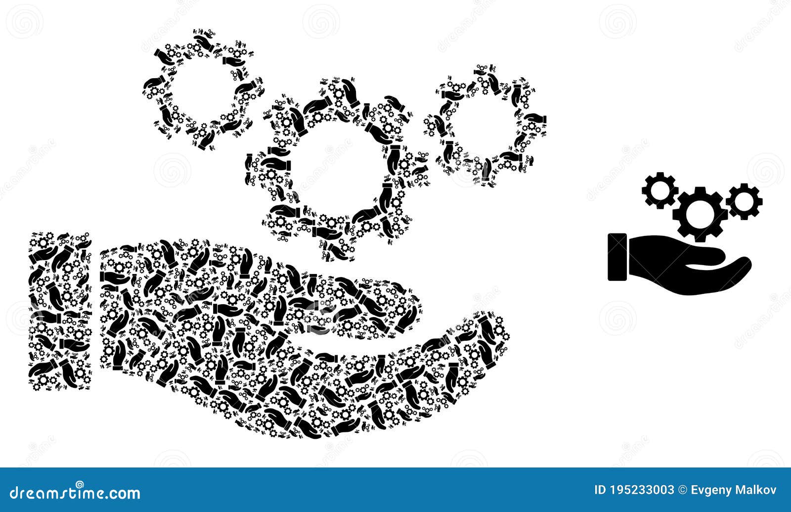 Cogs Service Hand Fractal Composition of Self Icons Stock Vector ...