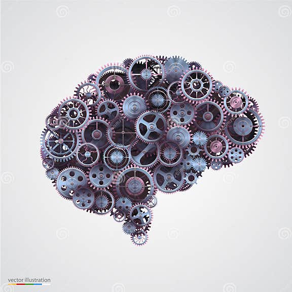 Cogs in the Shape of a Human Brain Stock Vector - Illustration of ...