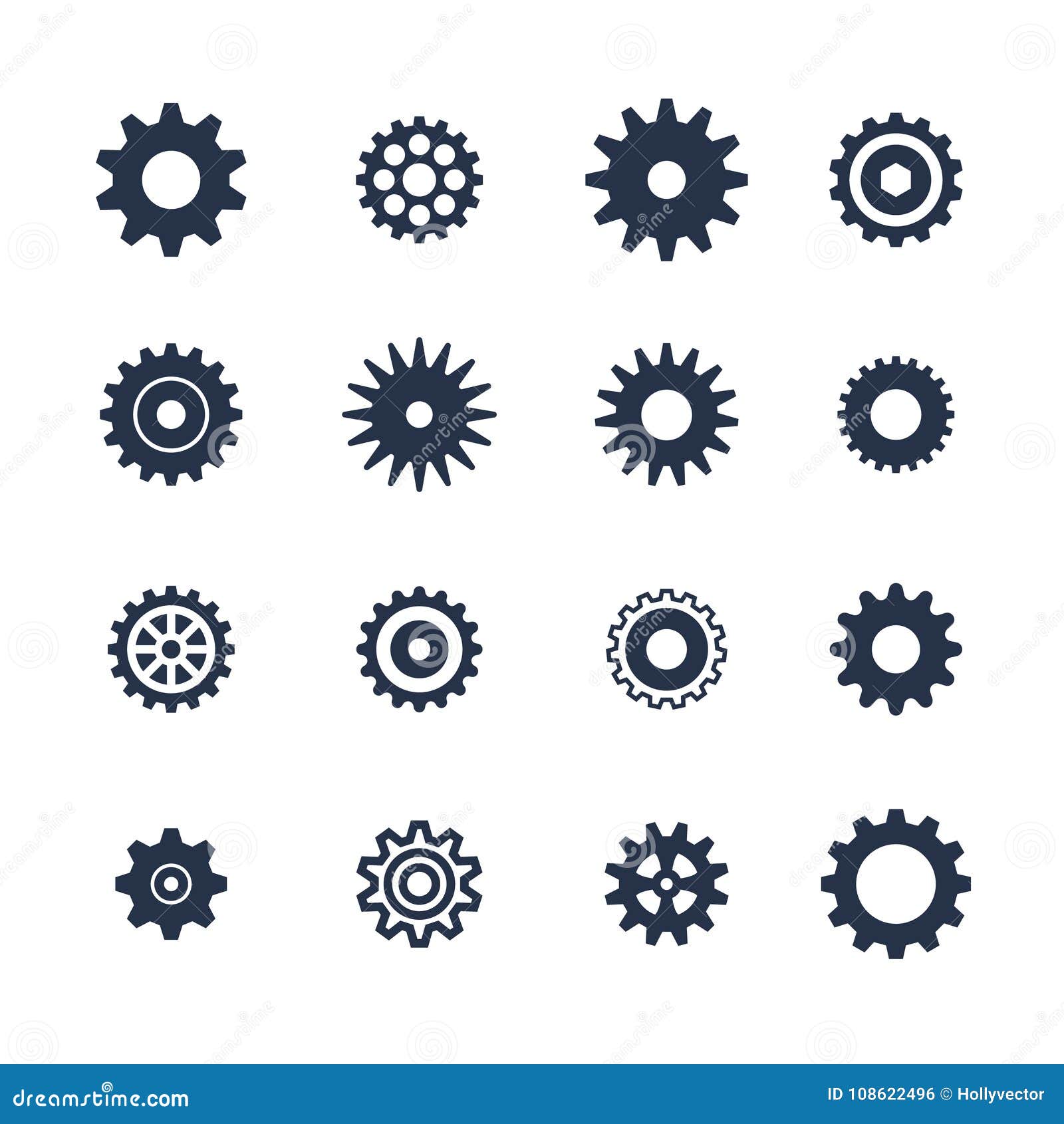 Cogs Symbol Set on White Background, Settings Icon, Illustration Stock ...