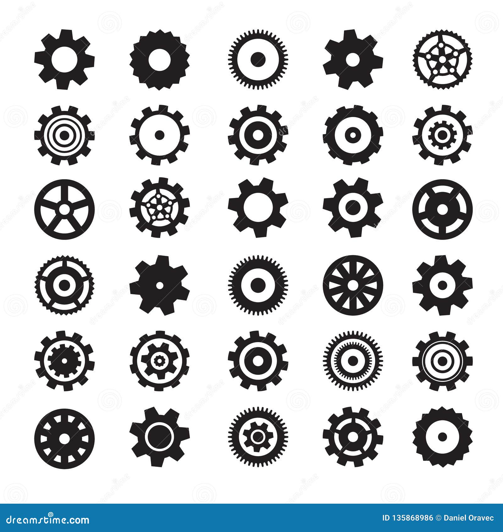 Cogs Symbols. Flat Design Vector Gears Set Stock Vector - Illustration ...
