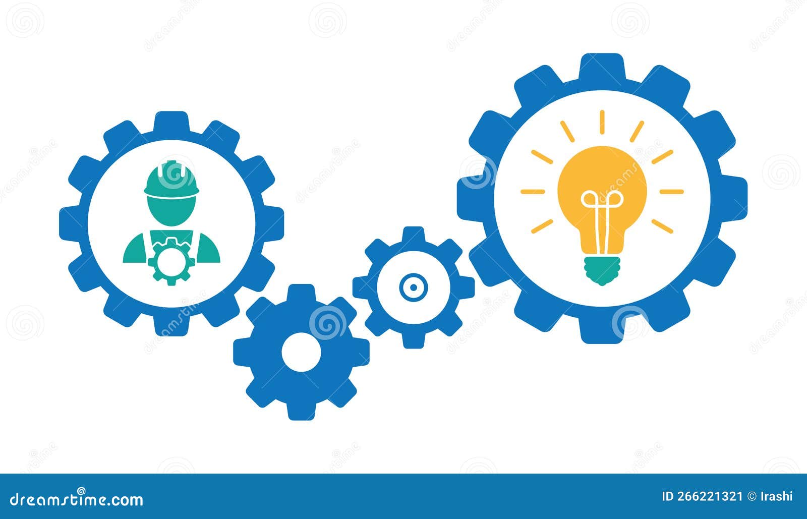 Cogs teamwork mechanism stock vector. Illustration of lightbulb - 266221321