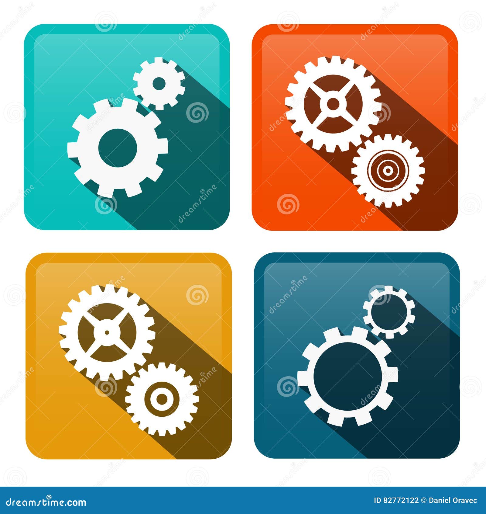 Cogs. Vector Gears Flat Design Icons Stock Vector - Illustration of ...