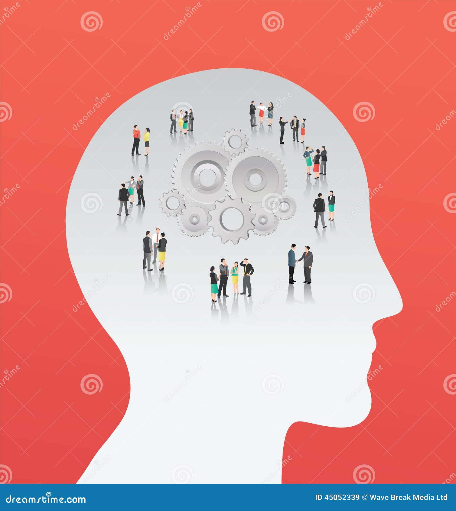 Cogs and Wheels in Head with Business People Vector Stock Vector ...