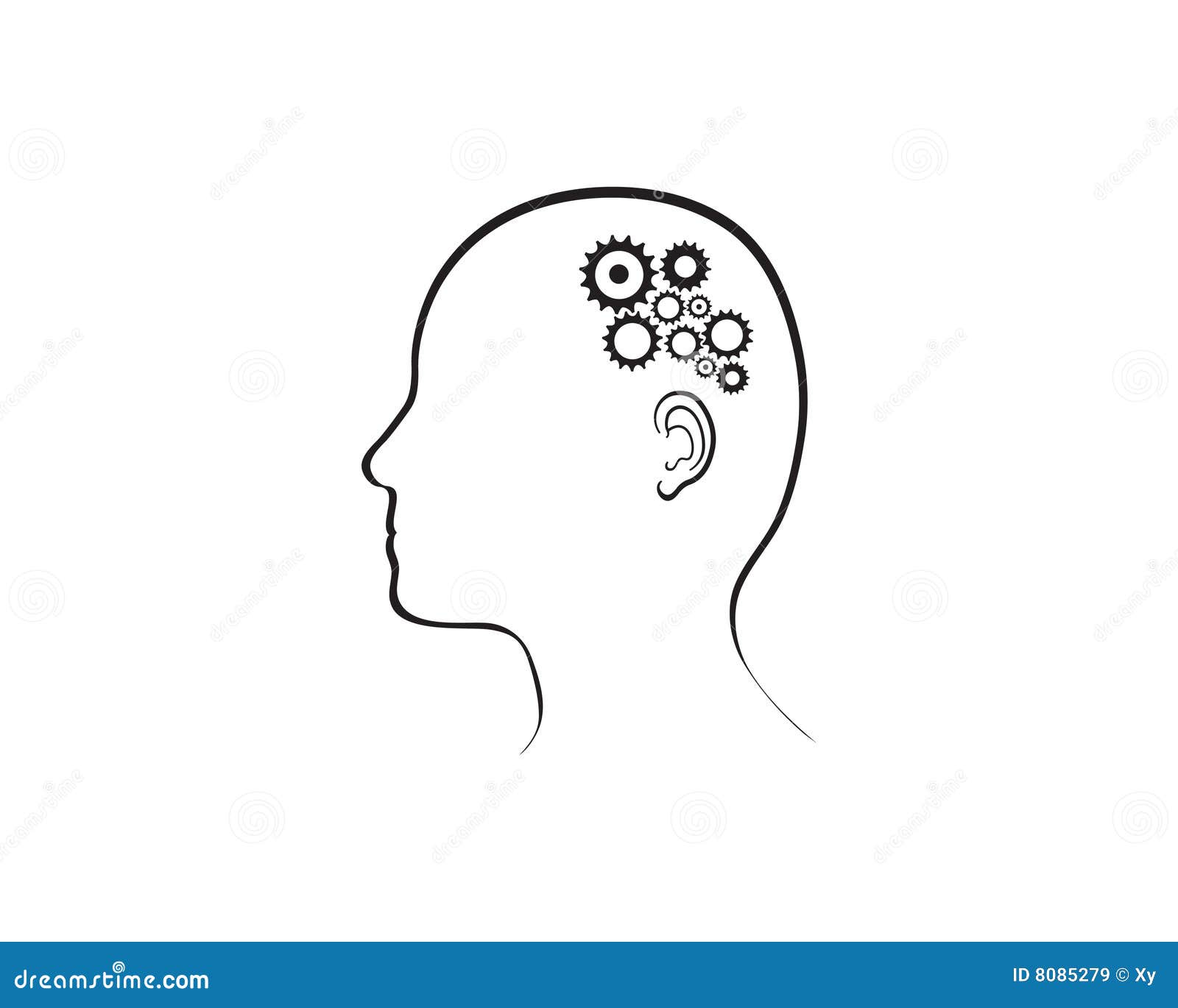 Cogs working in the brain. stock vector. Illustration of white - 8085279