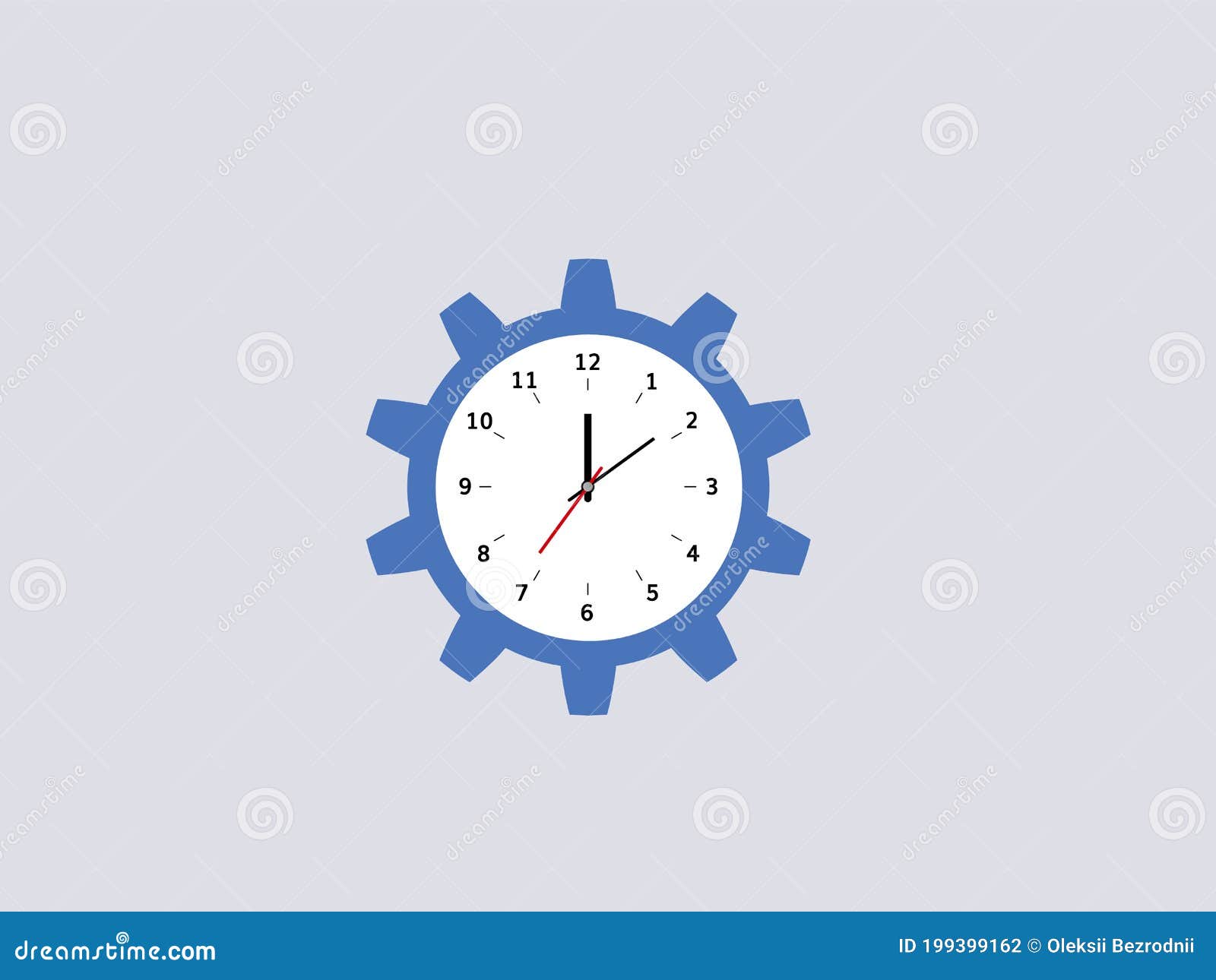 Cogwheel Clock. Blue Gear Circle with Dial and Hands Optimization ...