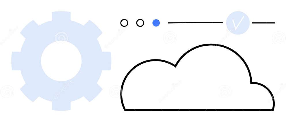 Cloud Computing Concept with Cogwheel, Cloud, and Selection Indicators in Minimal Design Stock ...
