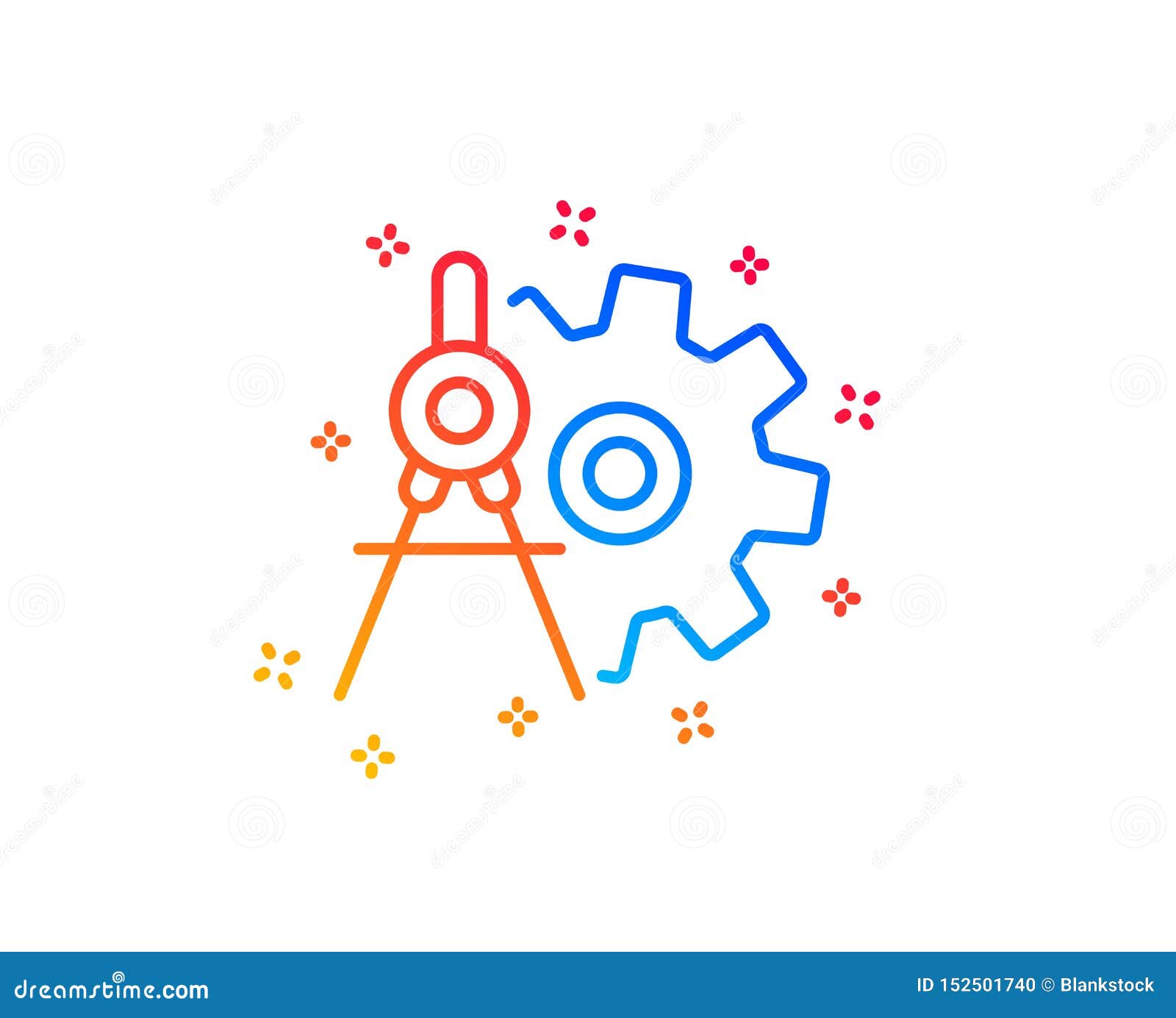Cogwheel Dividers Line Icon. Engineering Tool Sign. Vector Stock Vector ...