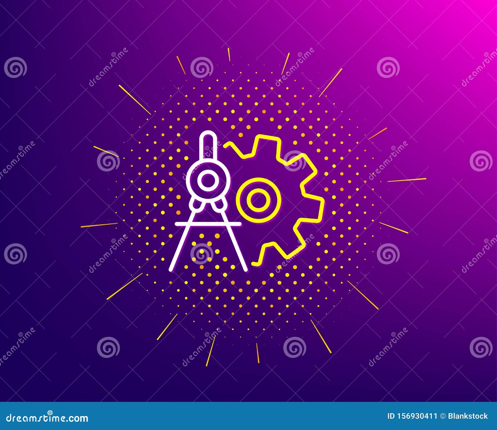 Cogwheel Dividers Line Icon. Engineering Tool Sign. Vector Stock Vector ...