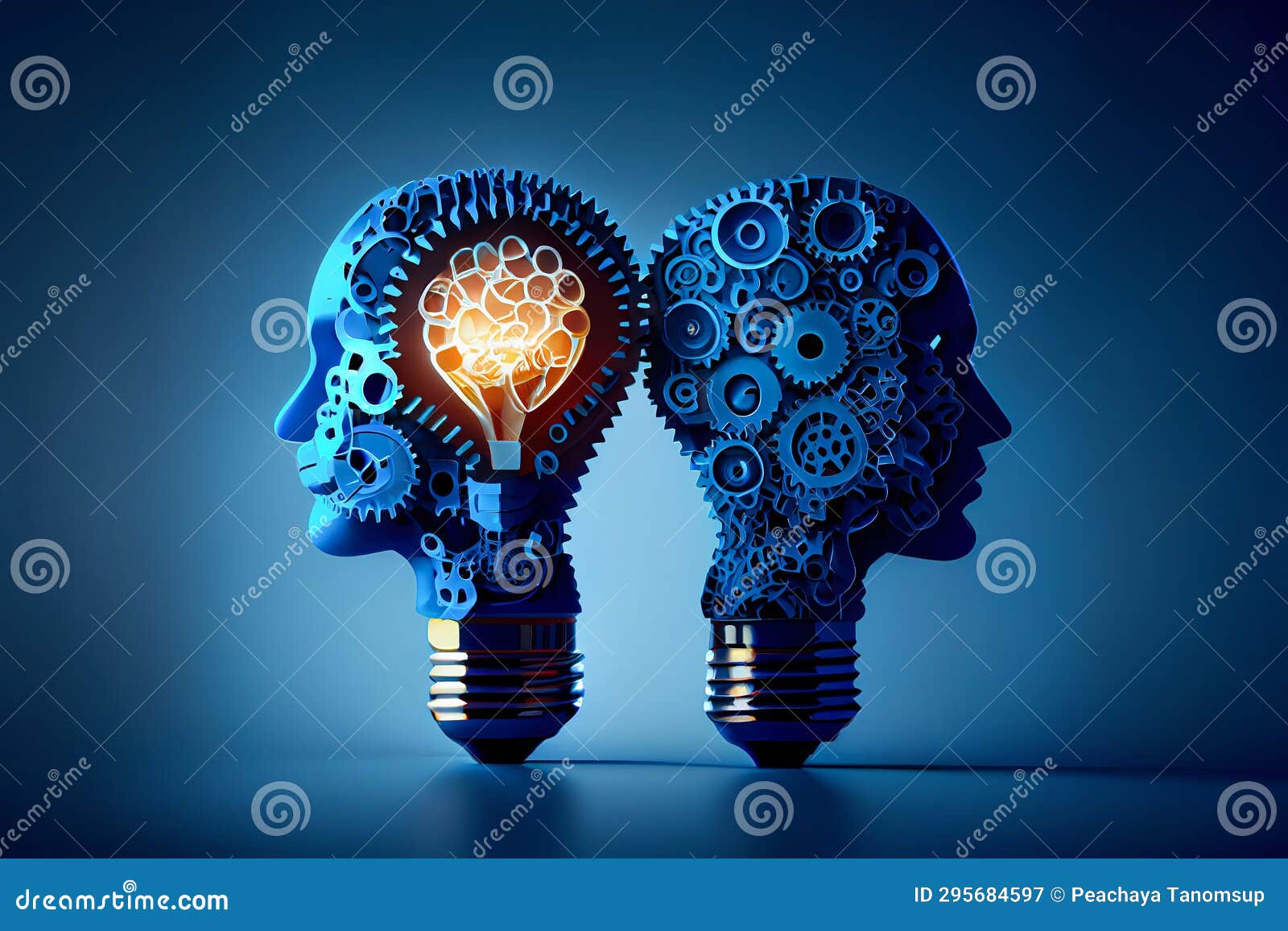 Cogwheel Engineering Technological Inside Brain. Generative Ai Stock ...