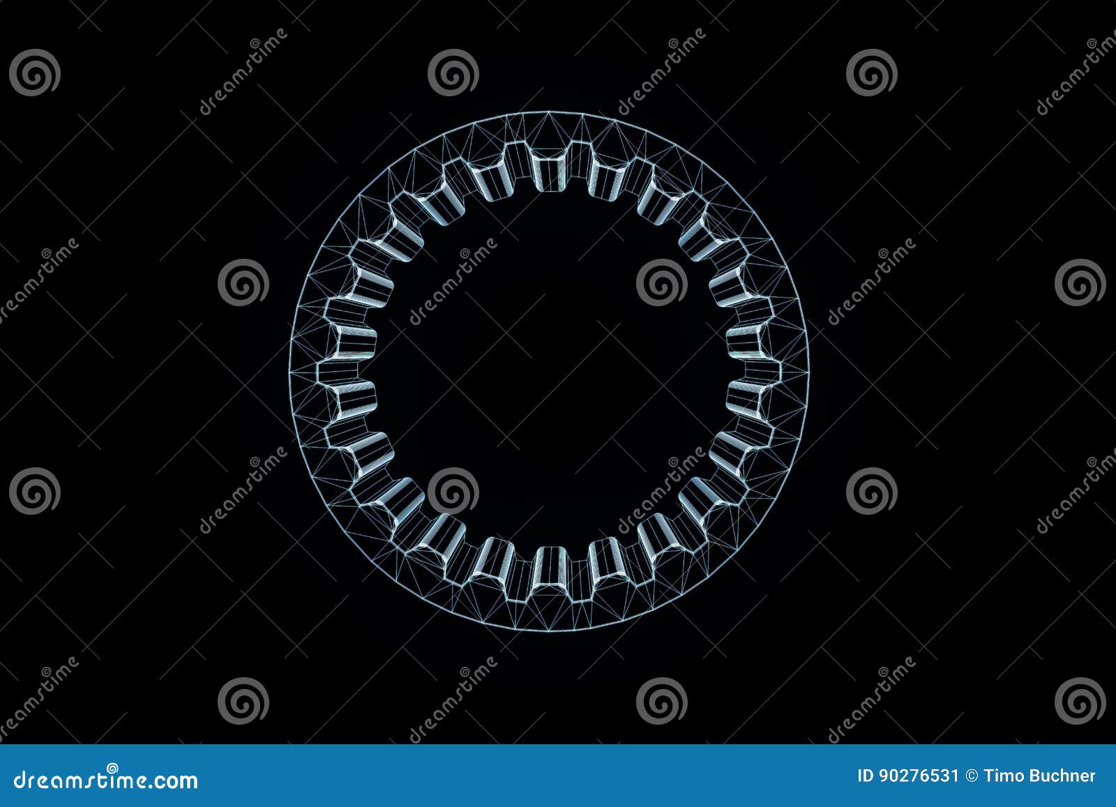 Cogwheel Gear in Hologram Wireframe Style. Nice 3D Rendering Stock ...