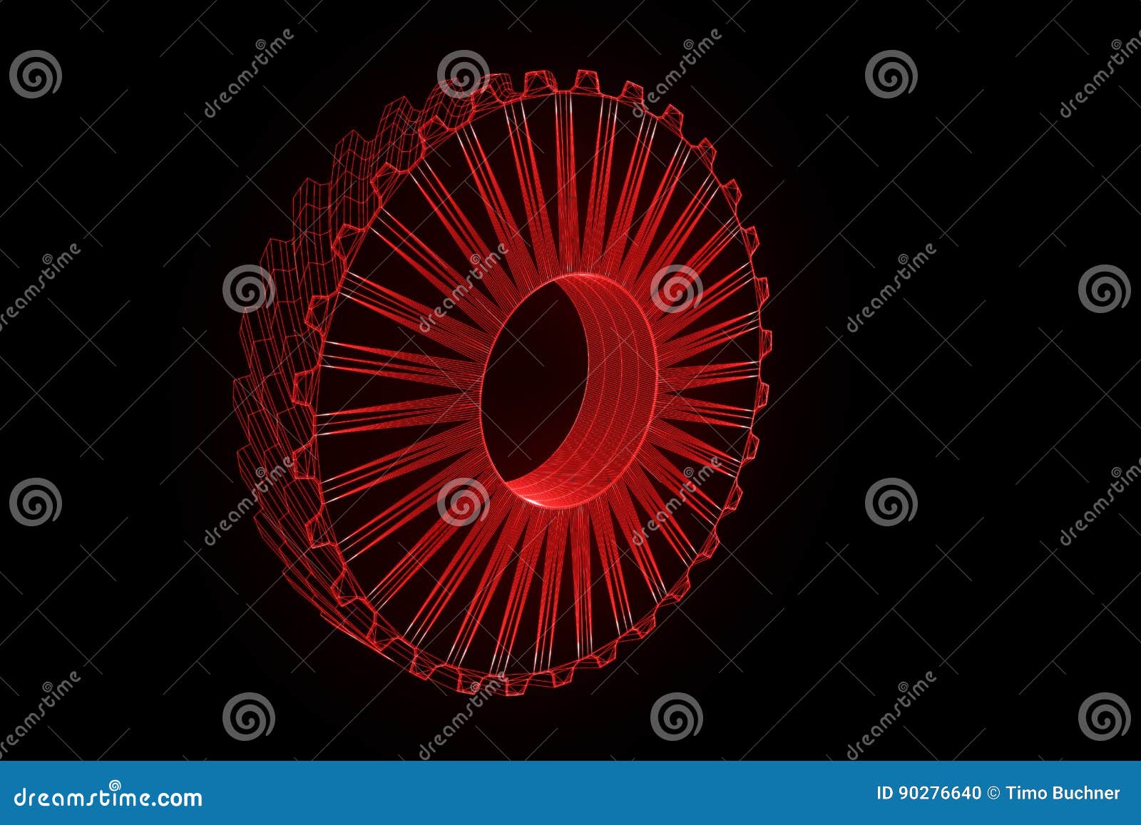 Cogwheel Gear in Hologram Wireframe Style. Nice 3D Rendering Stock ...