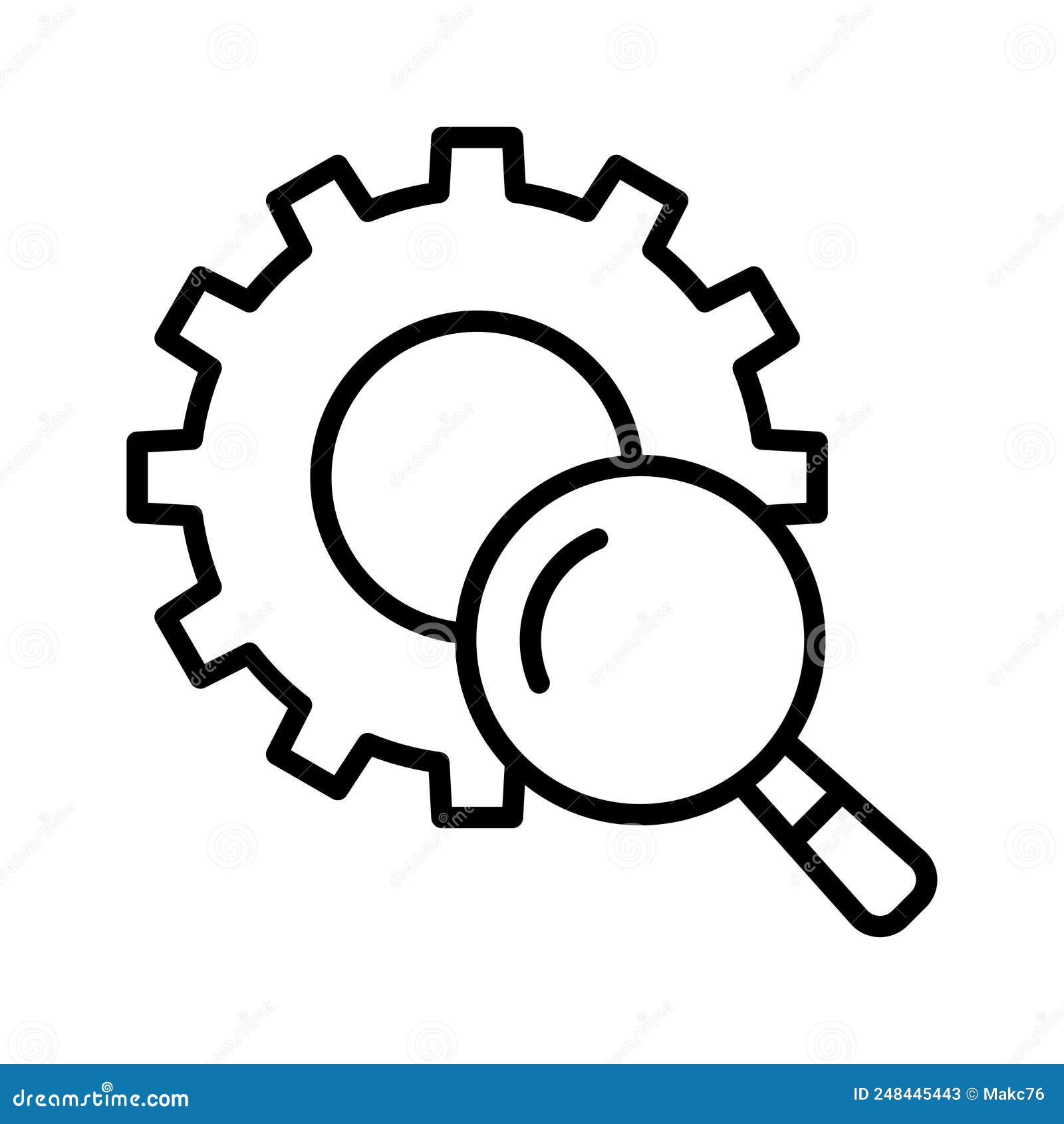 Cogwheel, Gear Magnifying Glass Icon. Search Optimization Stock Vector ...