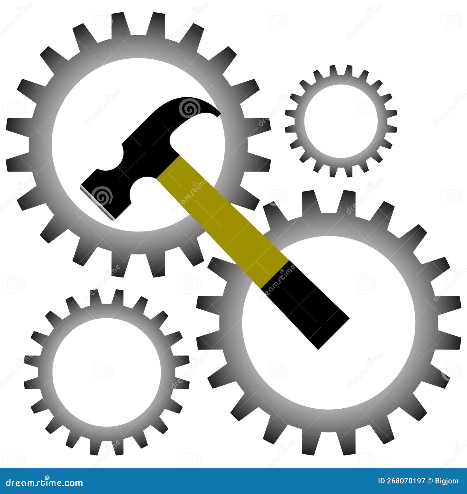 Cogwheel and Hammer Icon. Adjustment Repairs Technical Service or ...