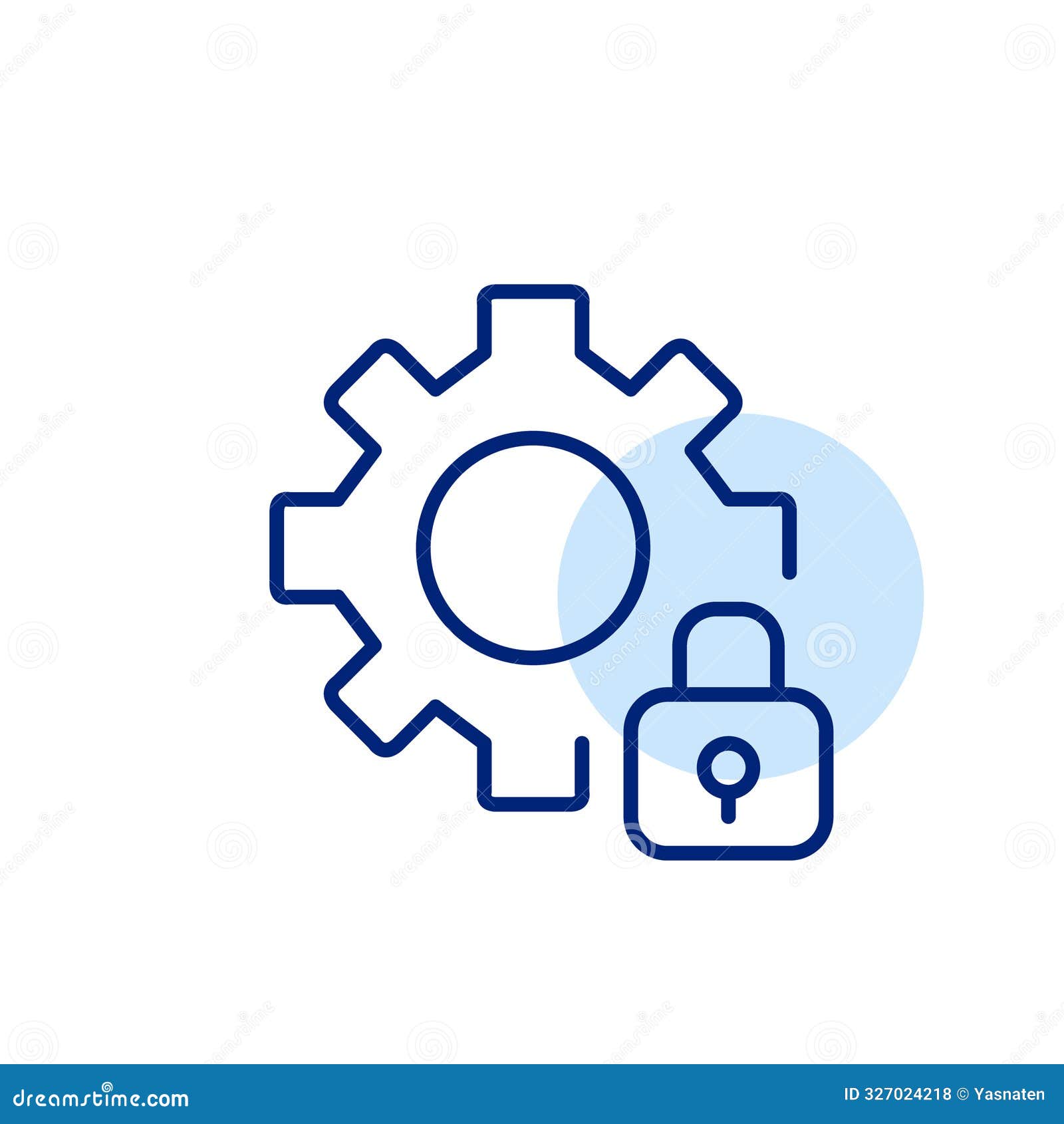 Cogwheel and Lock. Security Configuration, Protected System. Pixel ...