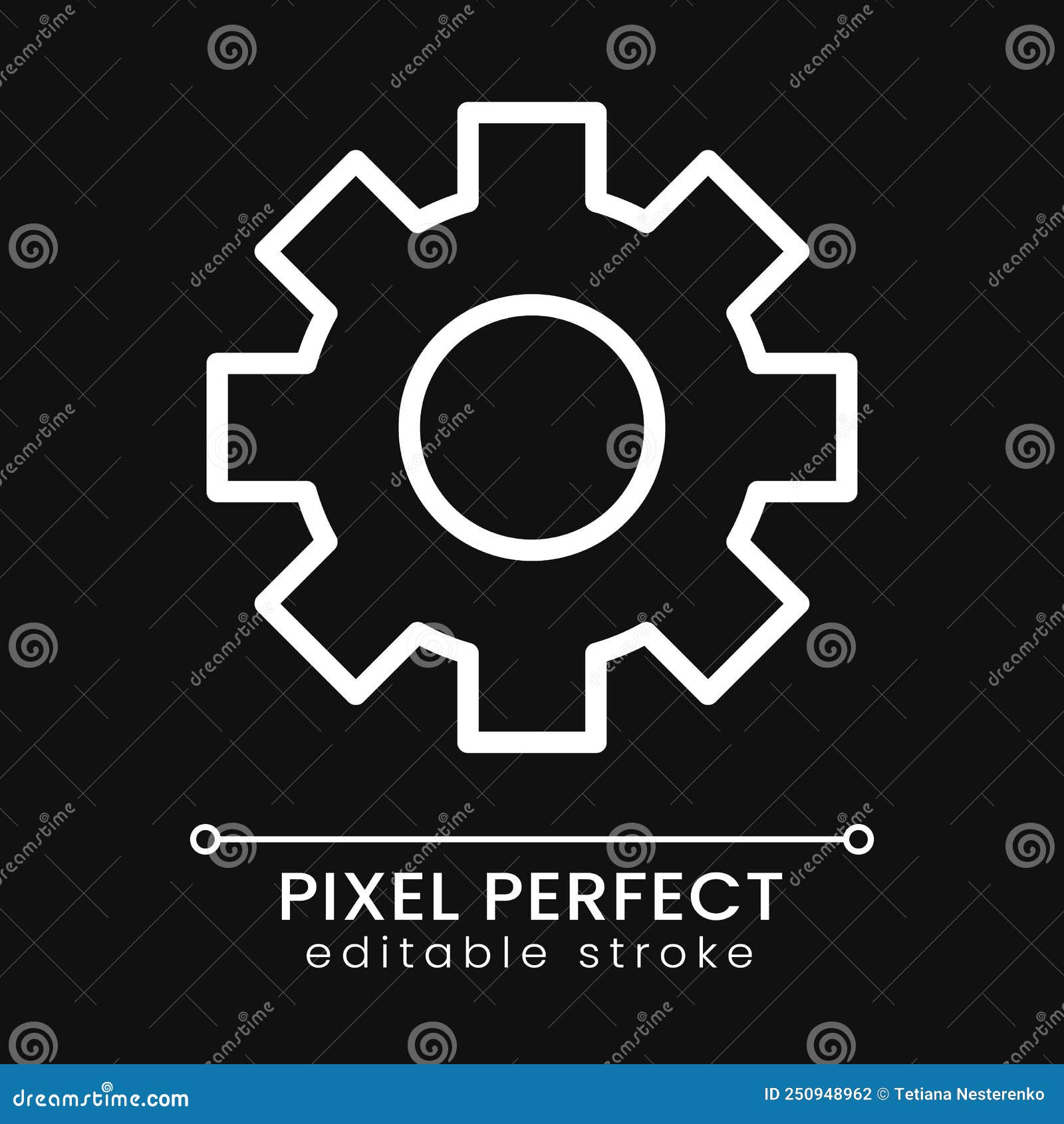 Cogwheel Pixel Perfect White Linear Icon for Dark Theme Stock Vector ...